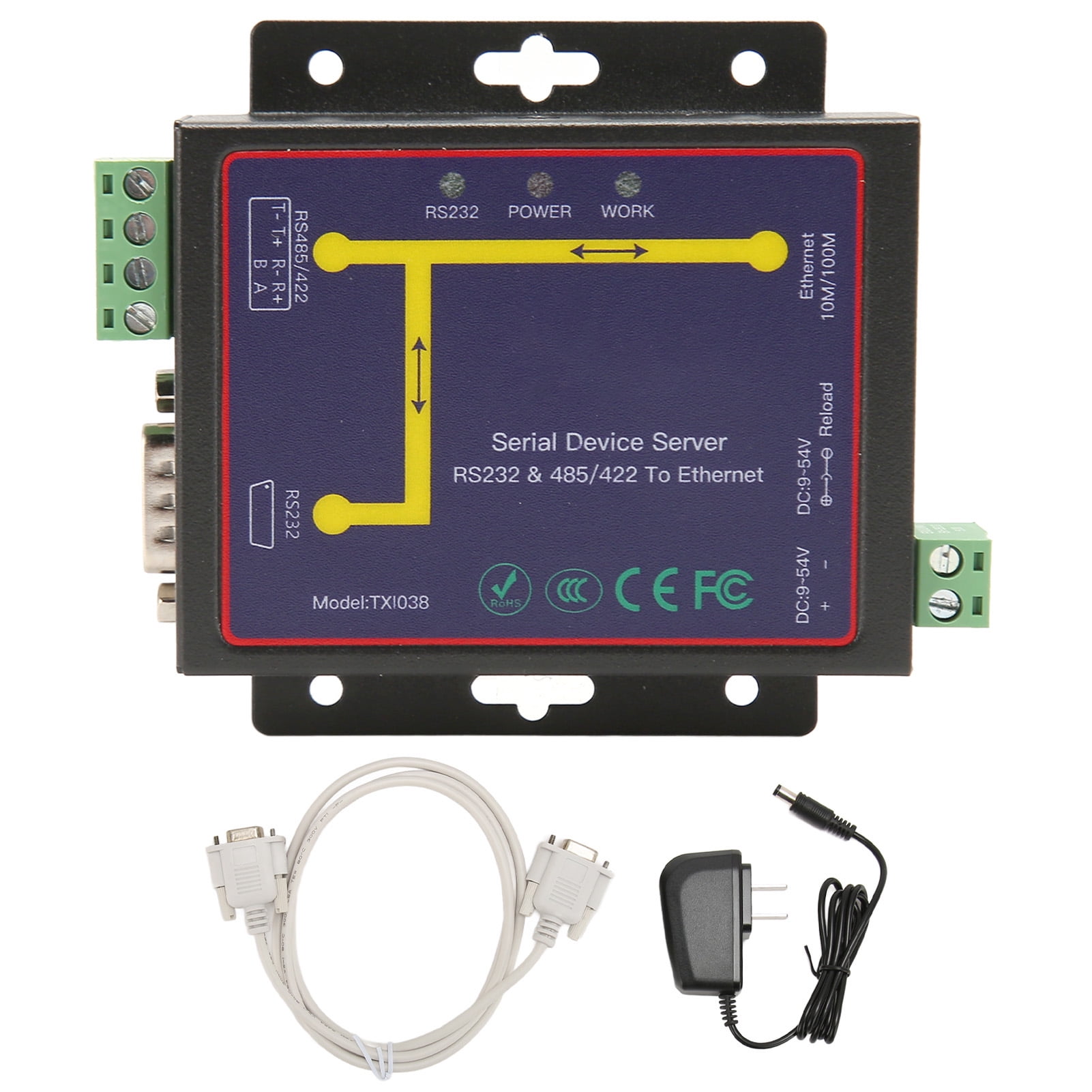 RS232 RS485 RS422 Serial to Ethernet Adapter 10M 100M RJ45 Port 300 To ...
