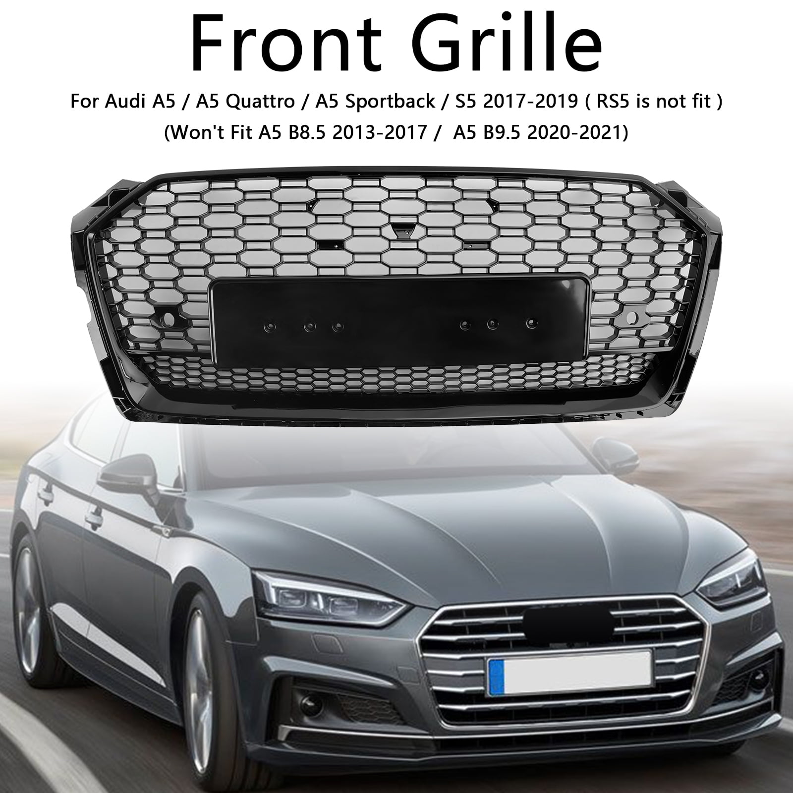 RS5 Style Honeycomb Sport Mesh Hex Grill Grille Fit for Audi A5 S5 B9 ...