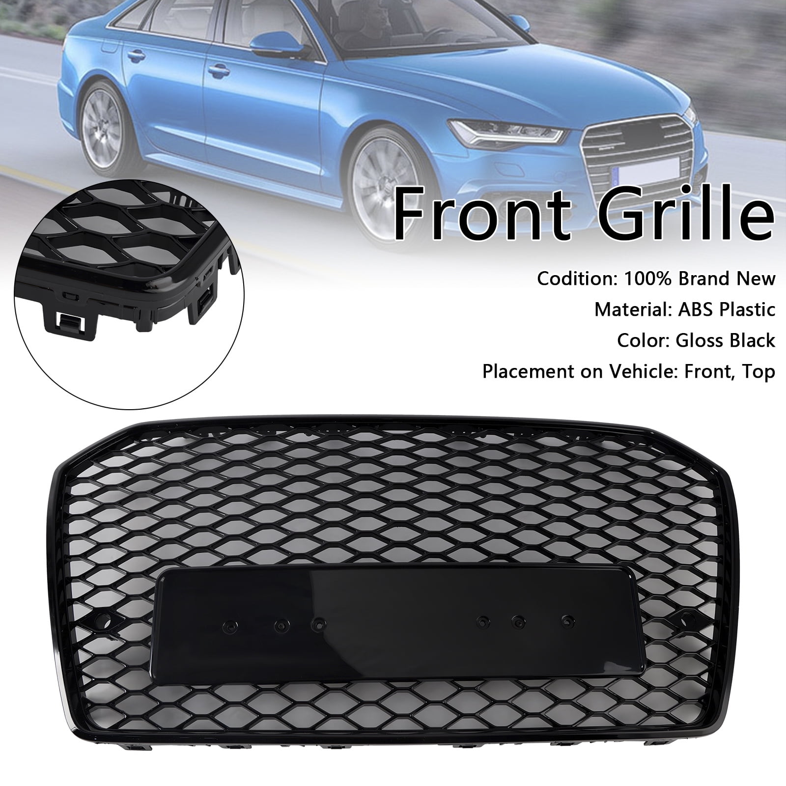 RS6 Style Front Honeycomb Mesh Grille Grill Fit for Audi A6 S6 C7 2016 ...