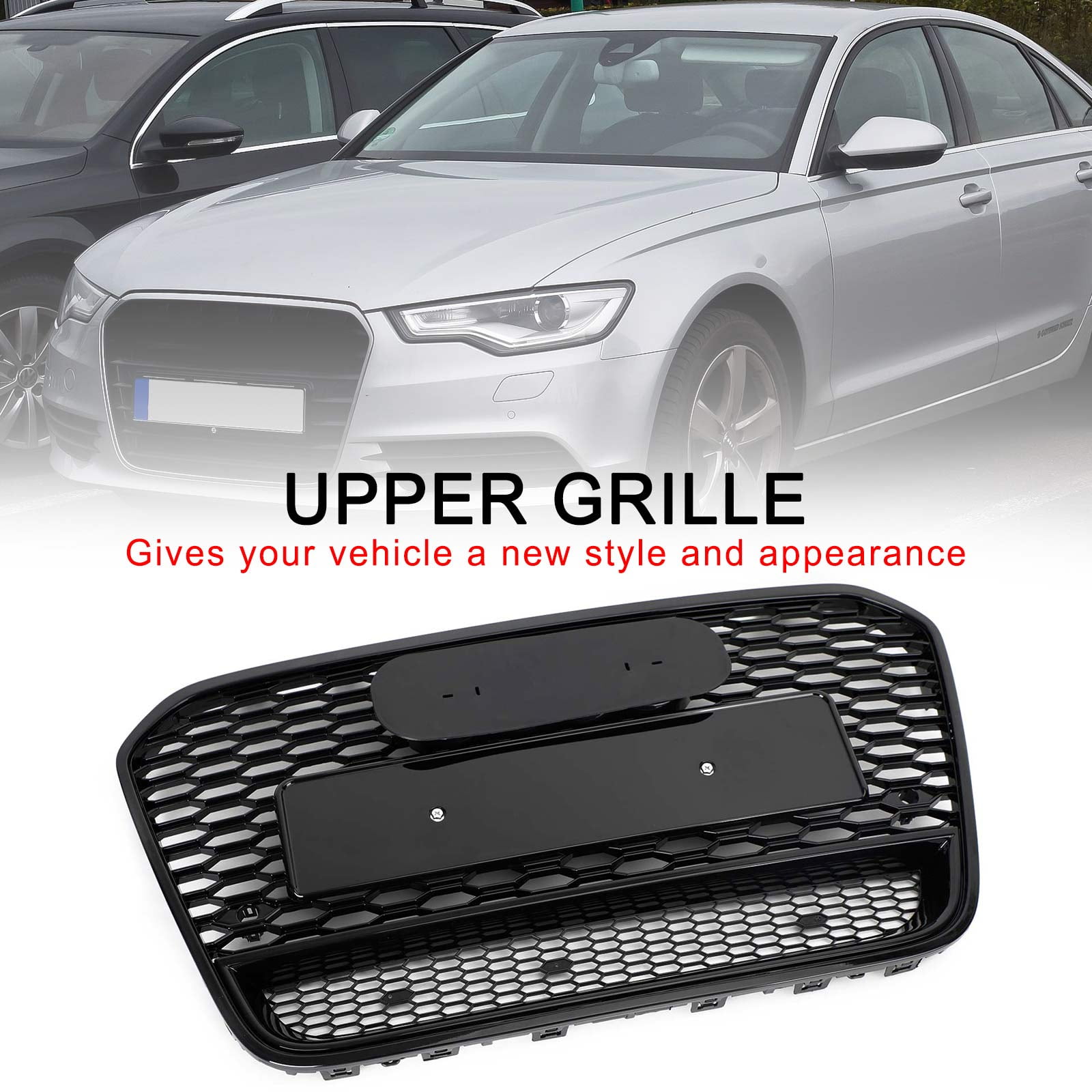 RS6 Style Front Mesh Honeycomb Grille Grill Fit for Audi A6 S6 C7 2012 ...