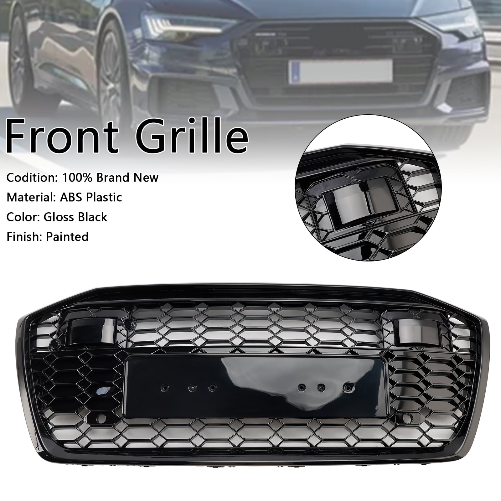 RS6 Style Honeycomb Mesh Front Grill Grille Fit For Audi A6 S6 2019 ...