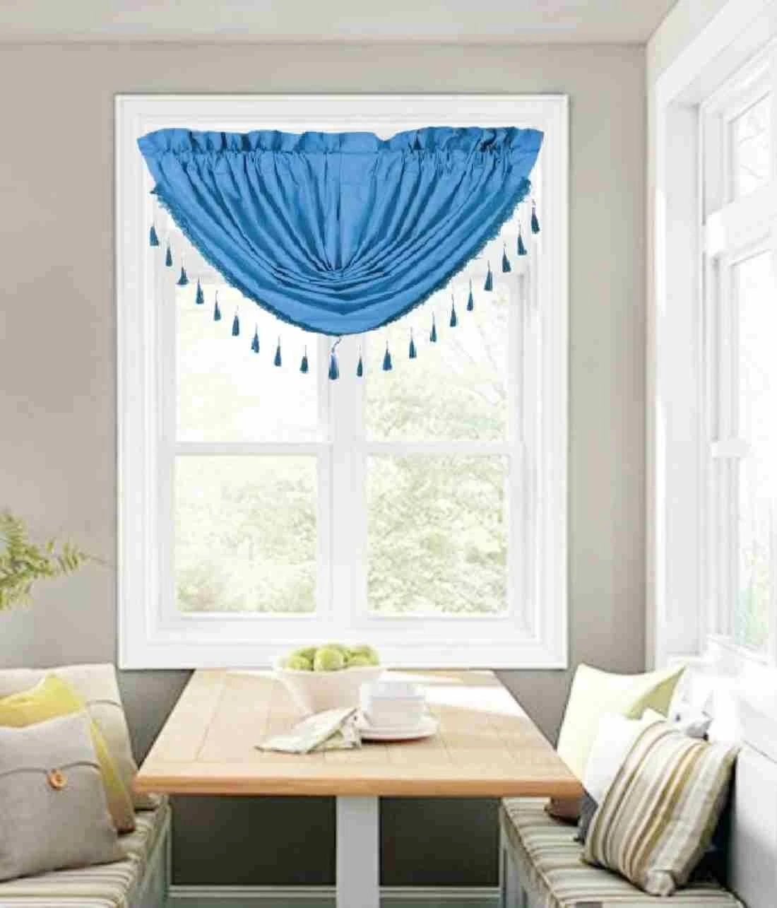 (RS8) 1-Piece Beaded Blackout Waterfall Valance Ideal for Restaurants ...