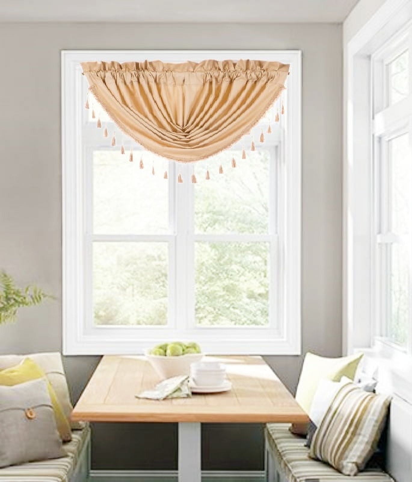(RS8)DRESS YOUR WINDOW WITH THIS ELEGANT 1 PC WATERFALL VALANCE GOLD ...