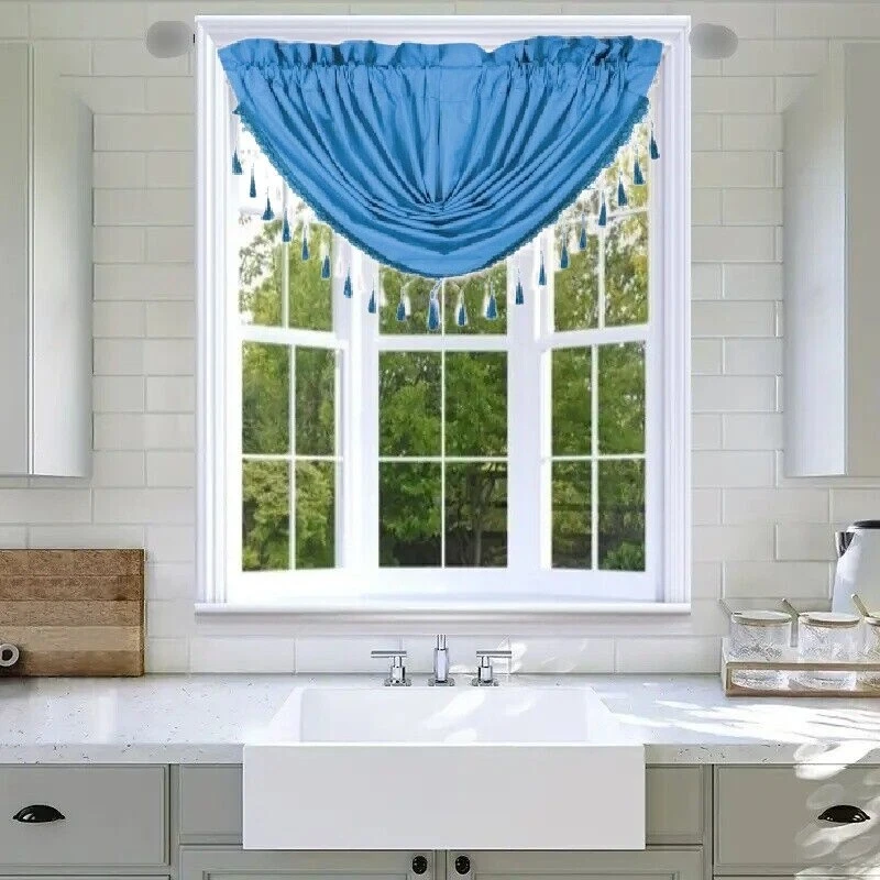 RS8 Microfiber 1 PC Blackout Window Valance Royal Blue Elegance with ...