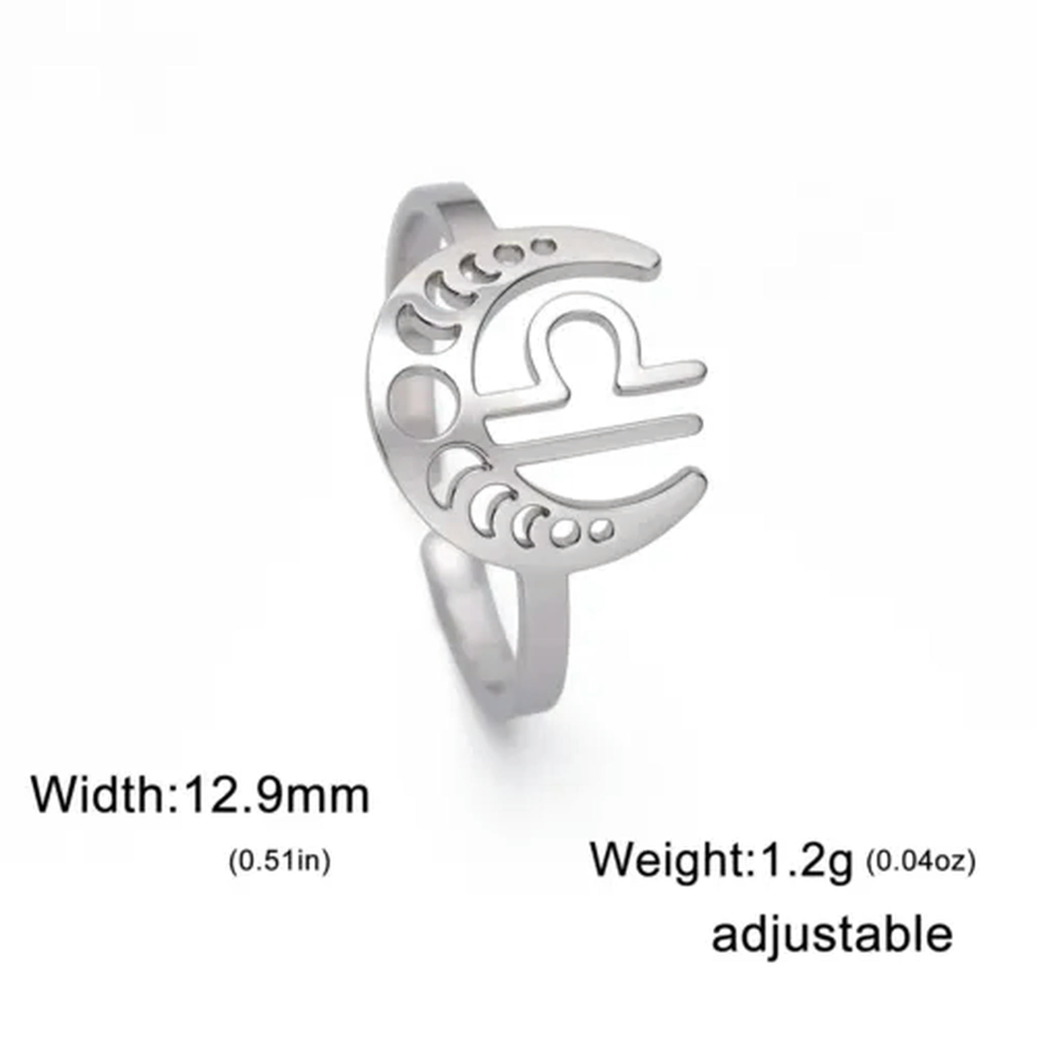 RSAMD 12 Constellation Stainless Steel Open Ring Zodiac Sign Finger ...