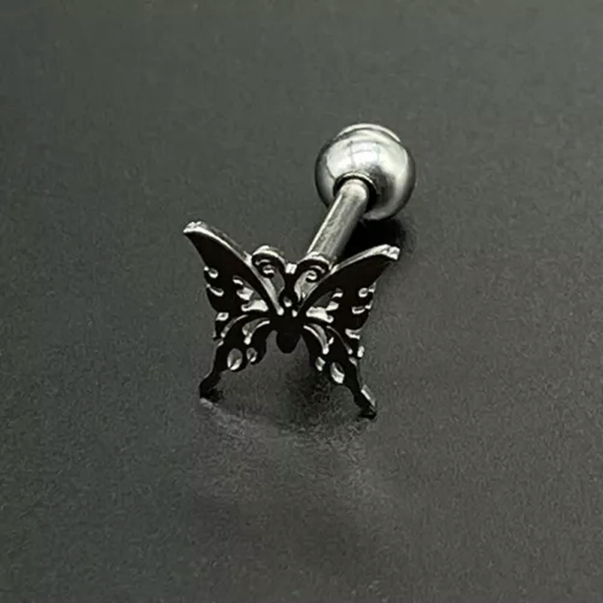 RSAMD 1x 316L Titanium Steel Punk Hollow Butterfly Piercing Tongue ...