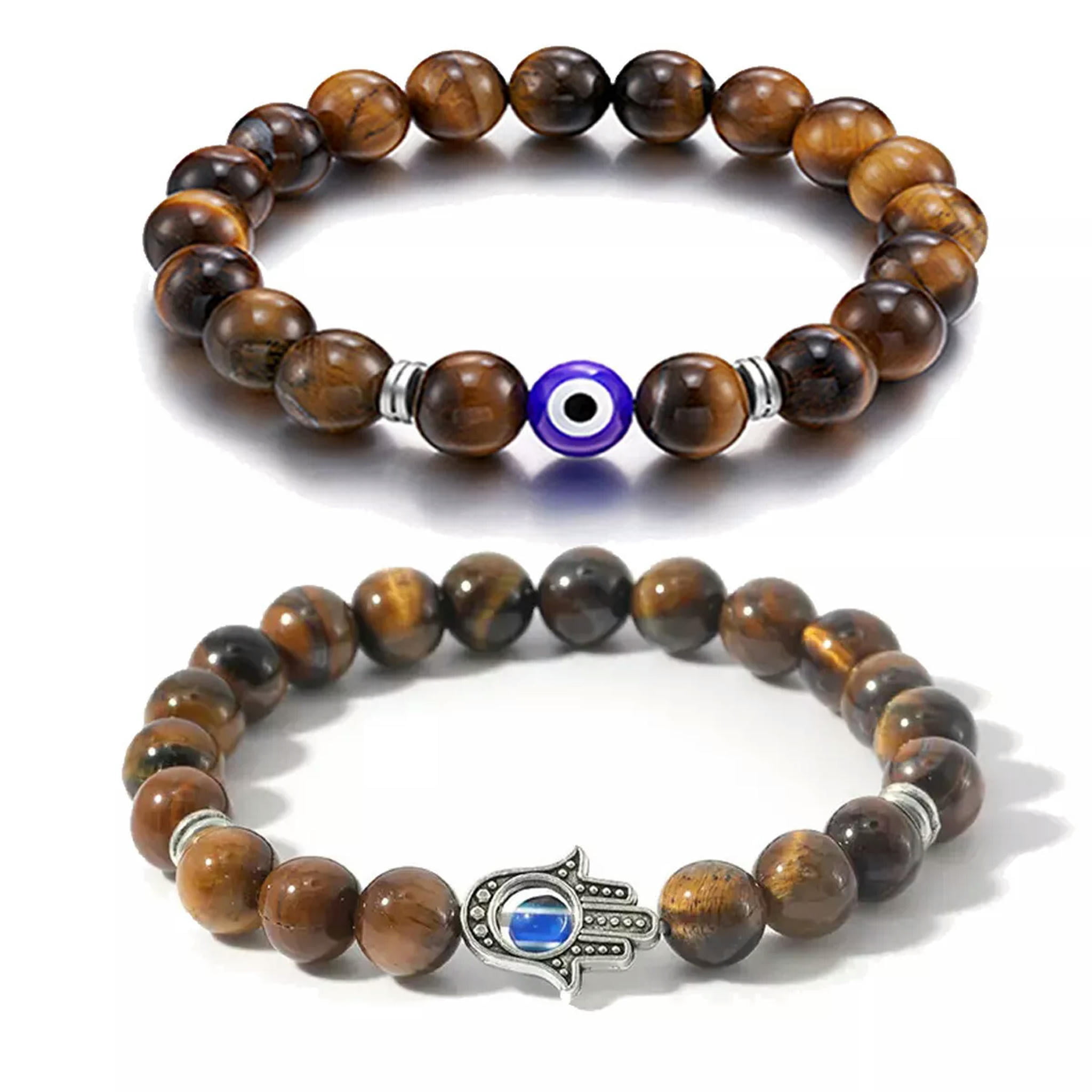 RSAMD 2Pcs Evil Eye Bracelets Hamsa Hand Fatima Tiger Eye Amulet Protection Bracelets - Walmart.com