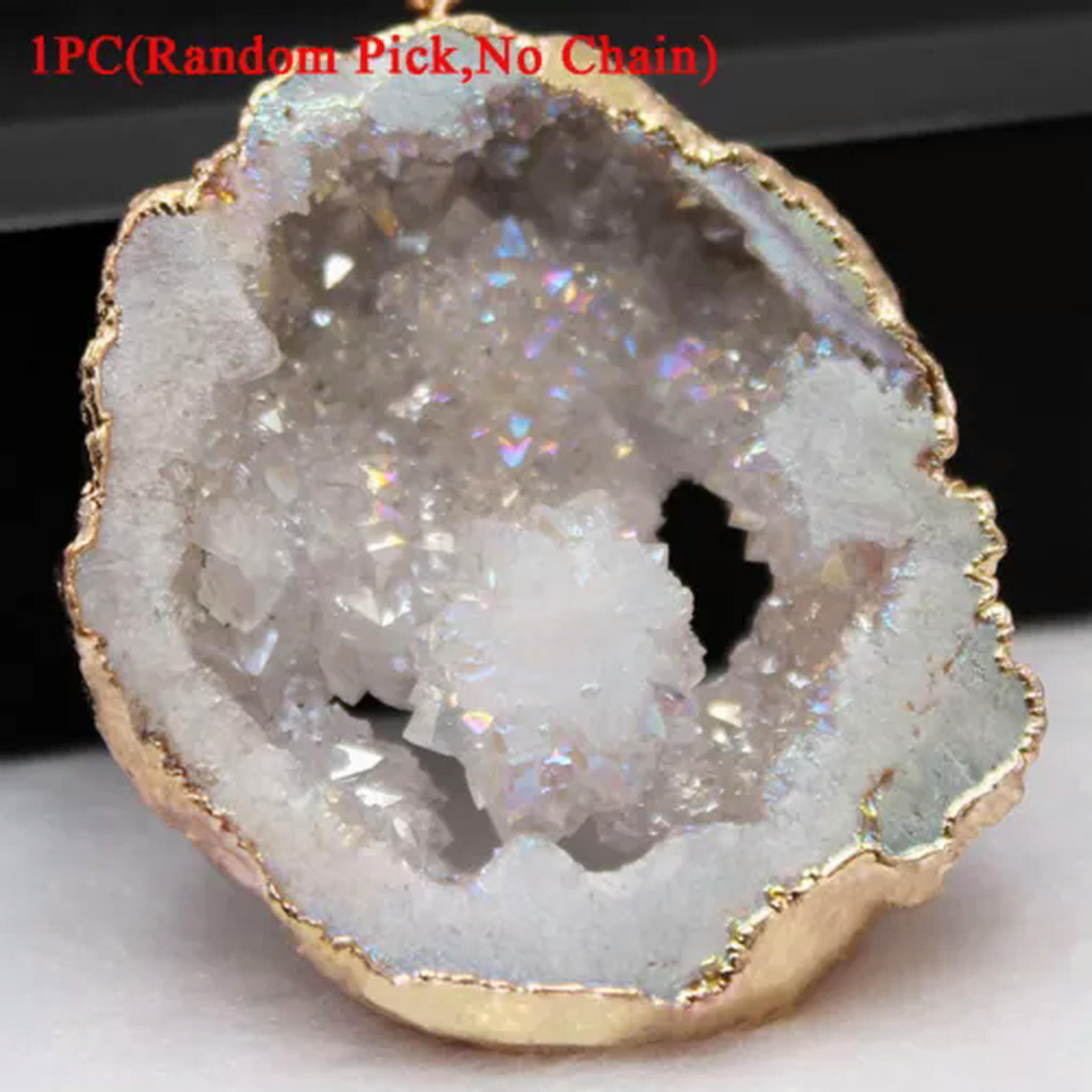 RSAMD 5PC Natural Crystal Slice Agate Geode Hole Rough Druzy Titanium ...