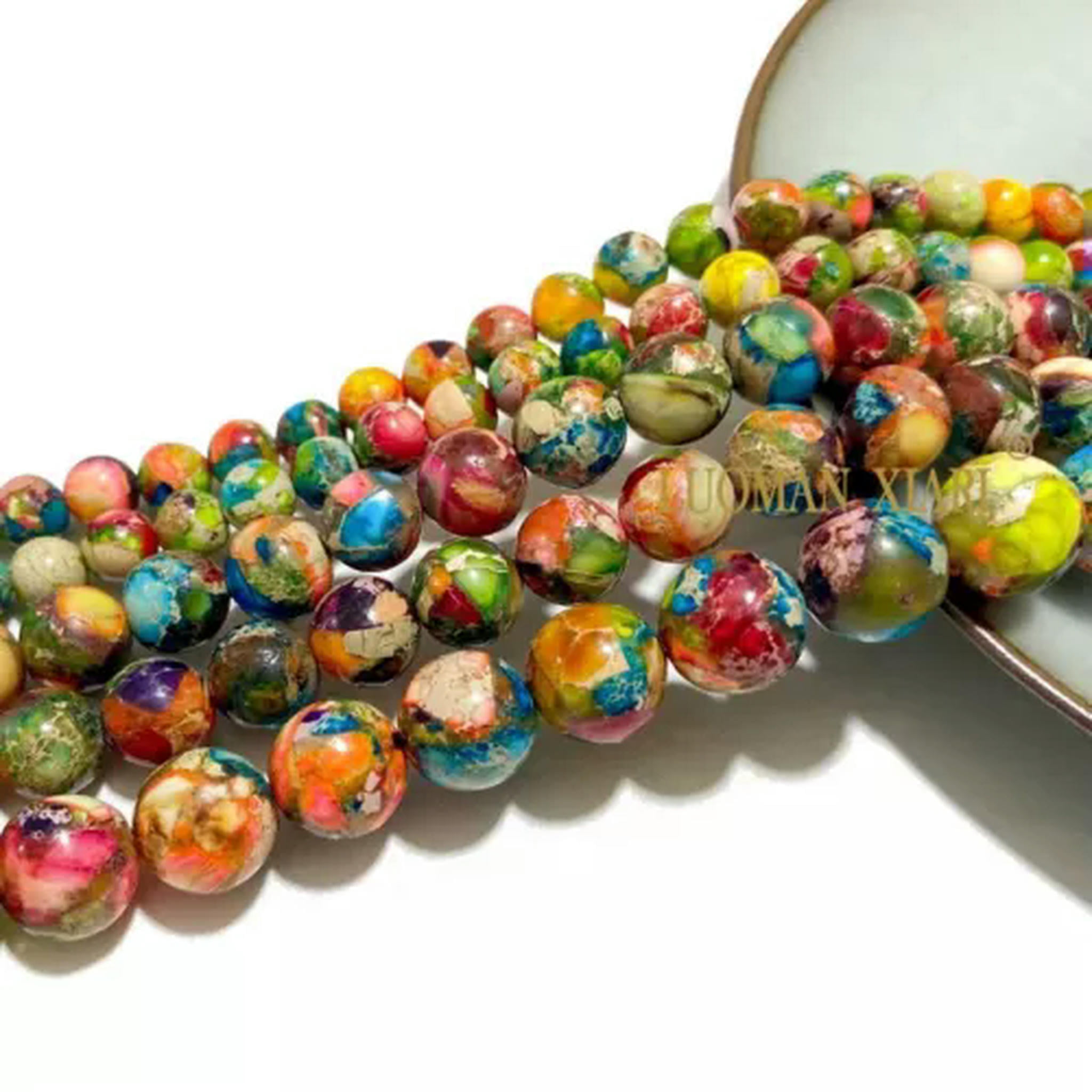 RSAMD 6/8/10MM Natural Stone Colorful Sea Sediment Jasper Turquoise ...