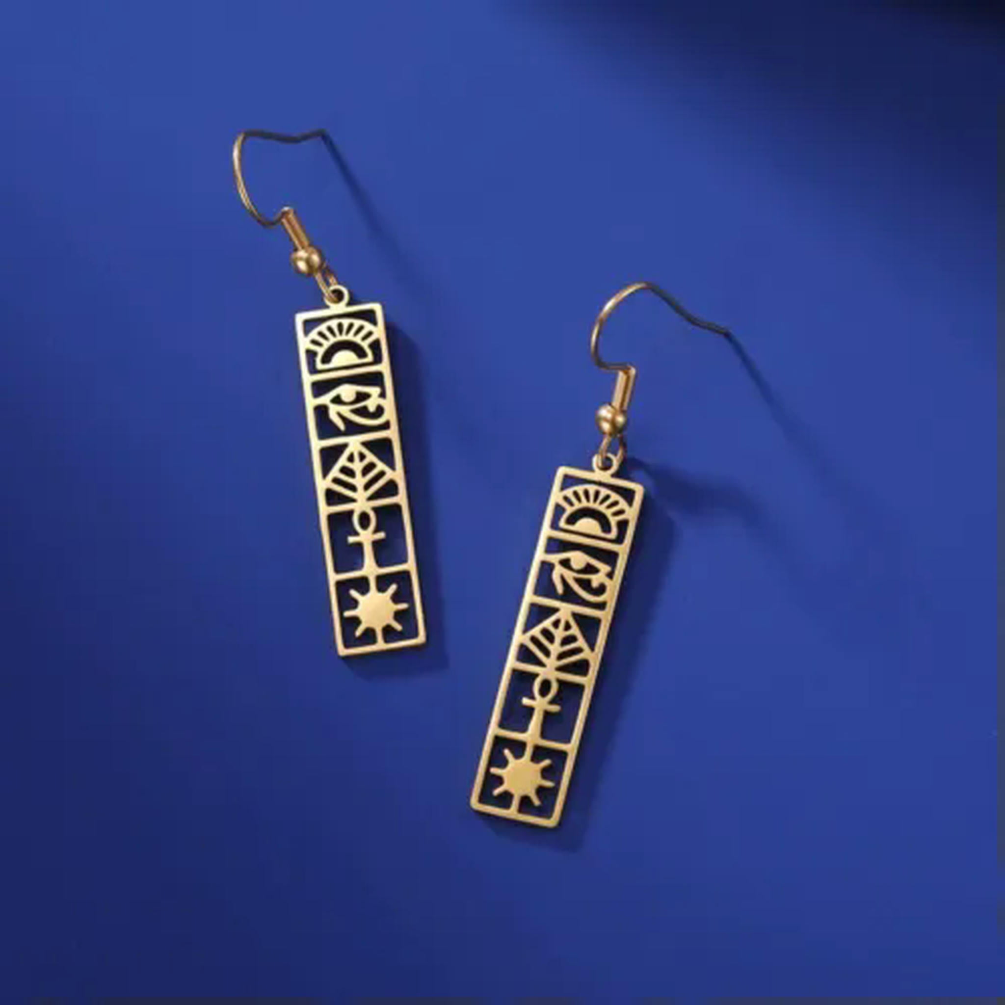 RSAMD Ancient Egyptian Cartouche Hieroglyph Symbols Earrings Eye of ...