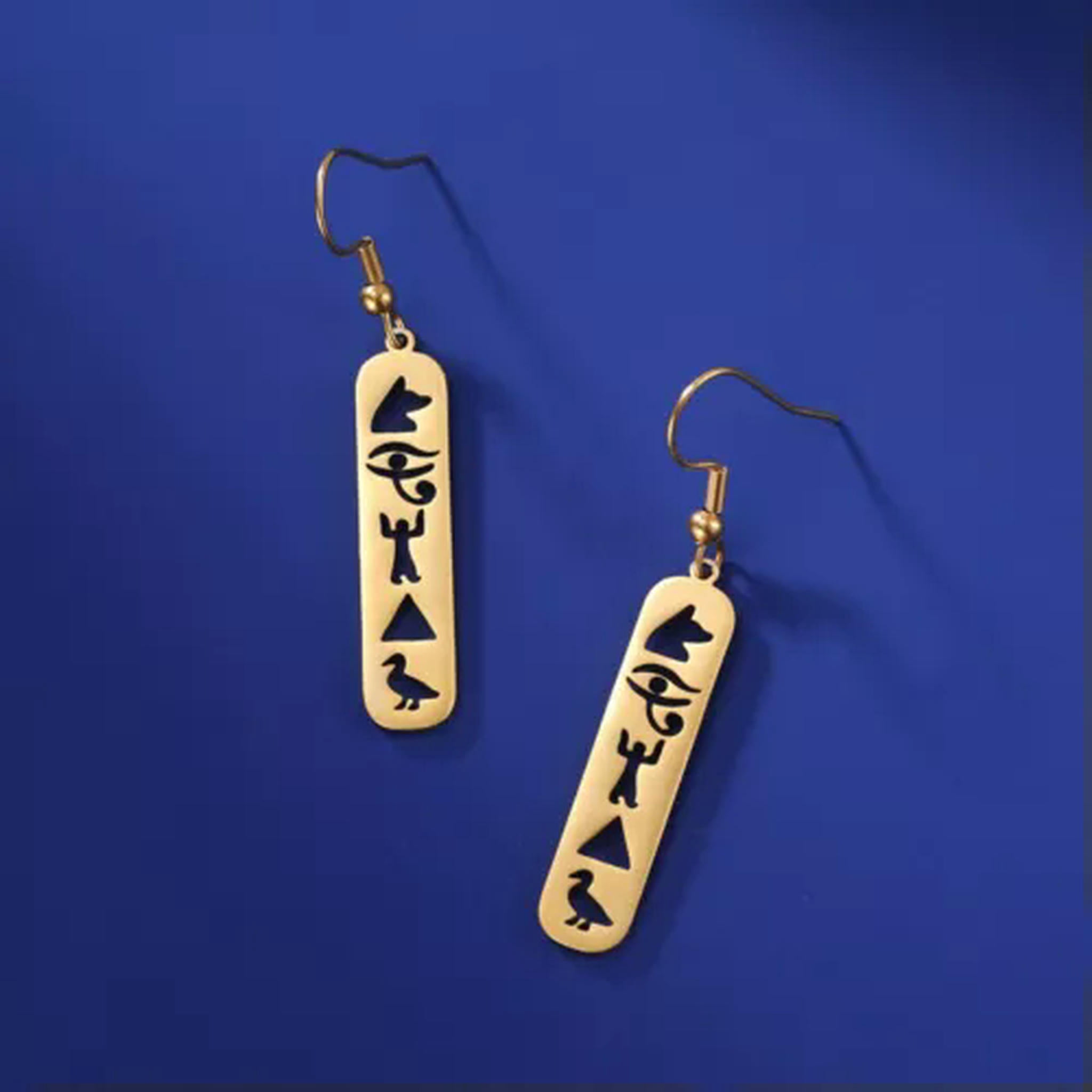 RSAMD Ancient Egyptian Cartouche Hieroglyph Symbols Earrings Eye of ...