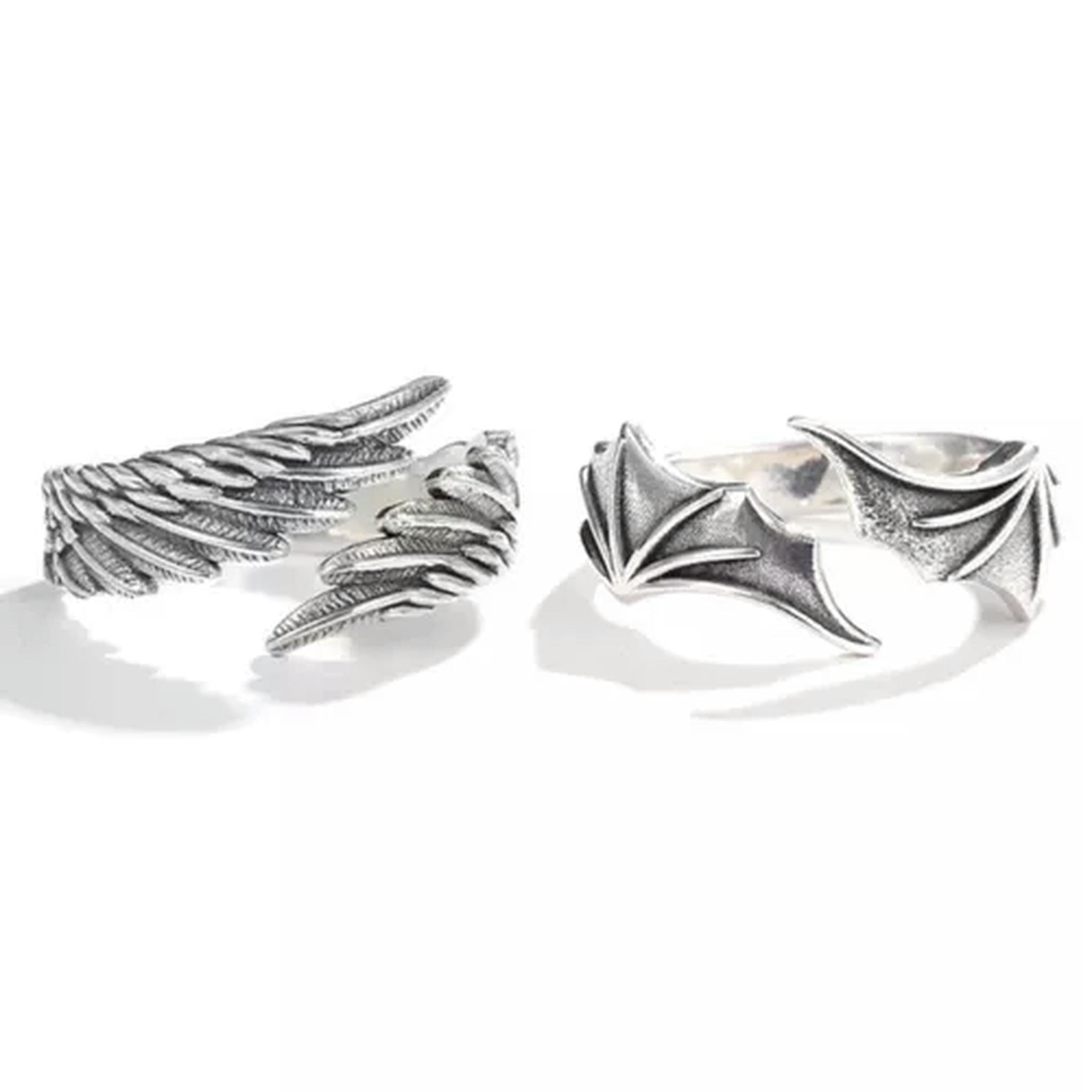 RSAMD Angel Demon Wing Couples Rings for Women Hip Hop Rings Open Ring ...