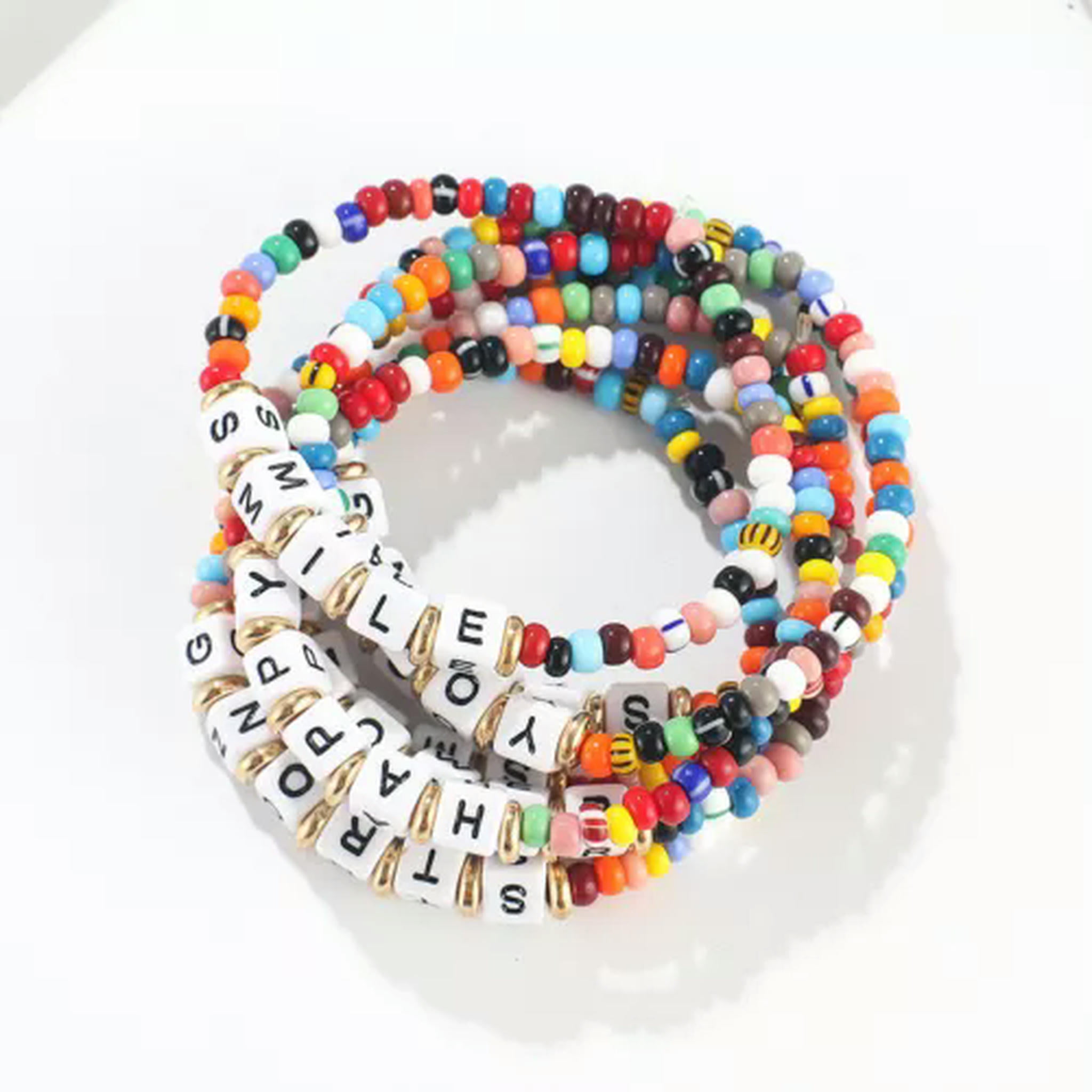 RSAMD Best Friend Word Beaded Funfetti Bracelet for Women Letter Beads ...
