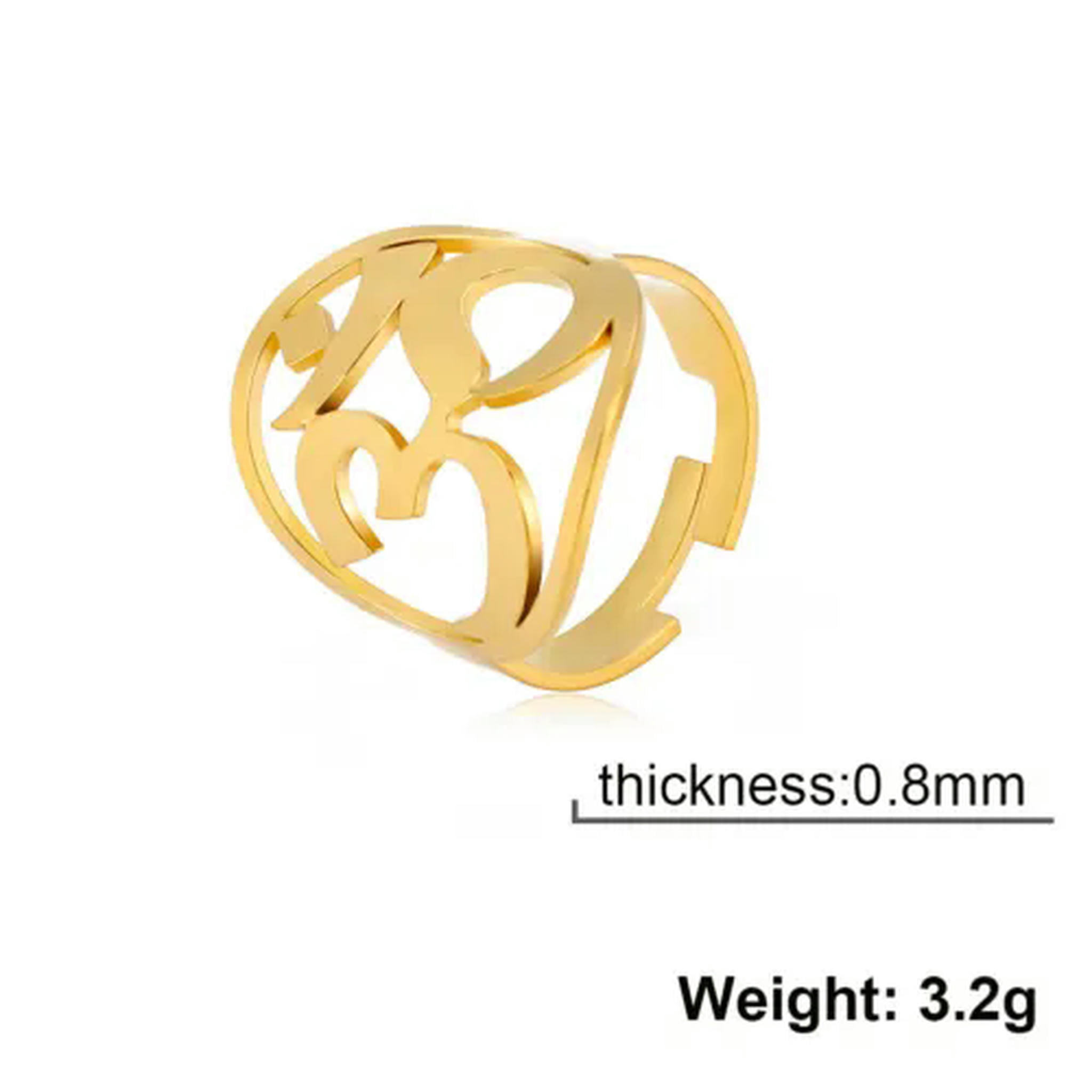 RSAMD Big Yoga Om Ring Stainless Steel Buddhism Indian Hindu Open Rings ...