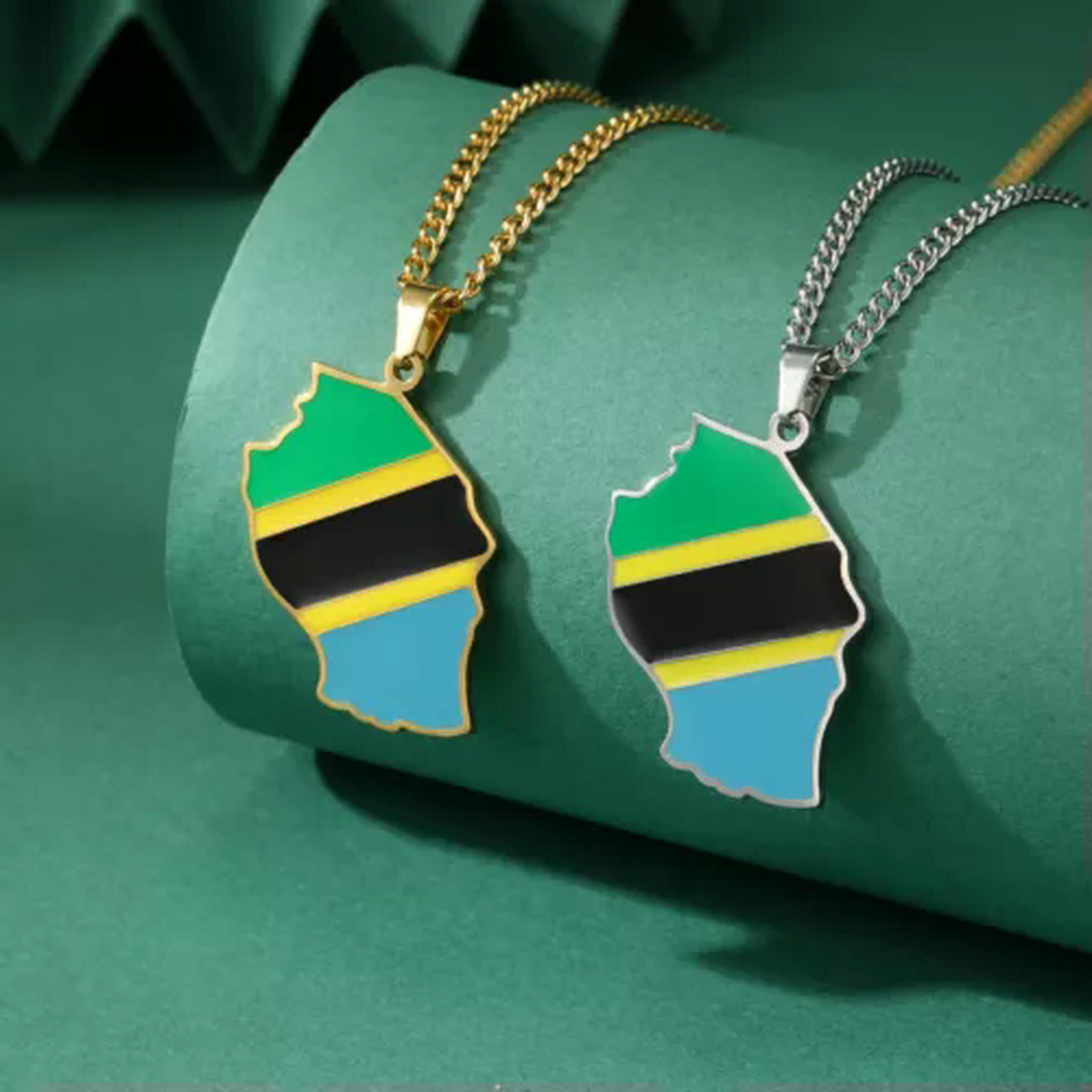 RSAMD Cameroon Rwanda Congo Map Pendant Necklace Stainless Steel ...