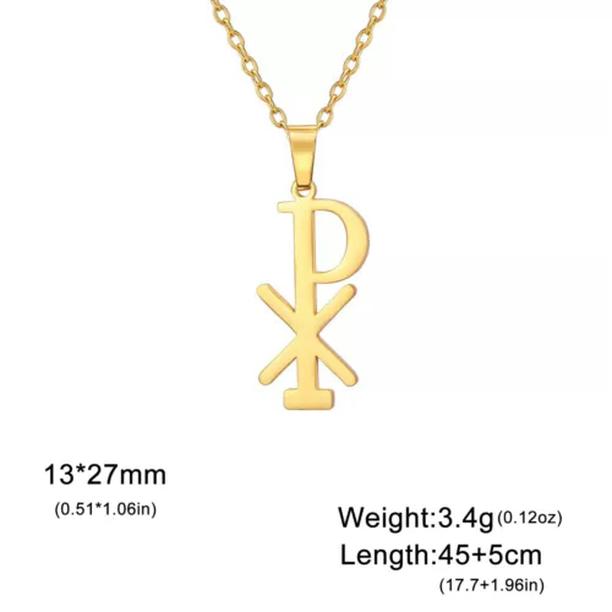 RSAMD Catholic Christ Xpistos Symbol Pendant Necklace Stainless Steel ...