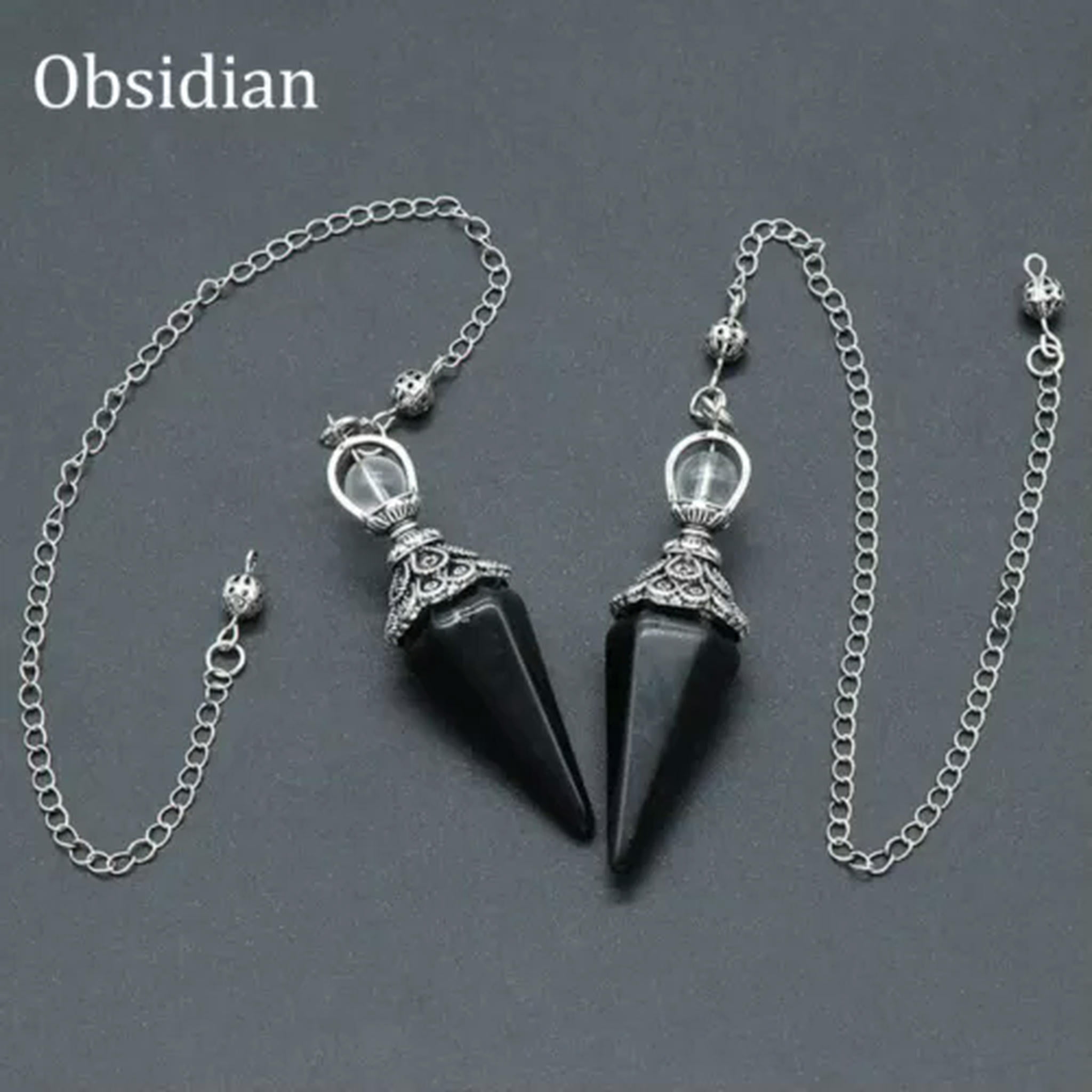 RSAMD Chakra Pendulum Natural Crystal Hexagon Pyramid Chain Pendant ...