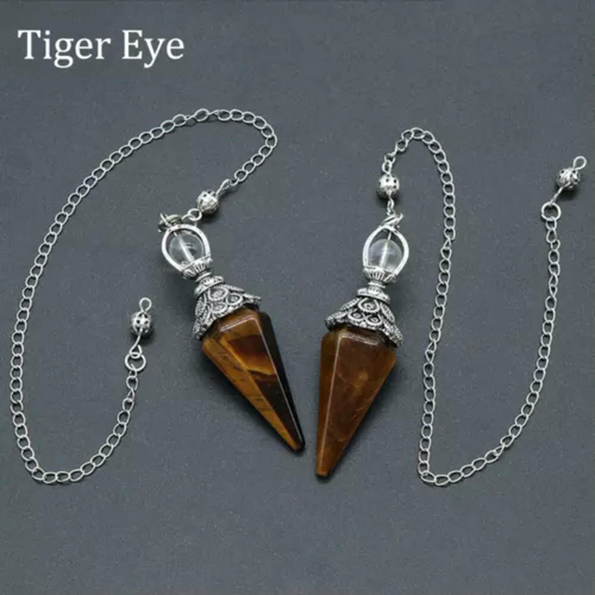 RSAMD Chakra Pendulum Natural Crystal Hexagon Pyramid Chain Pendant ...