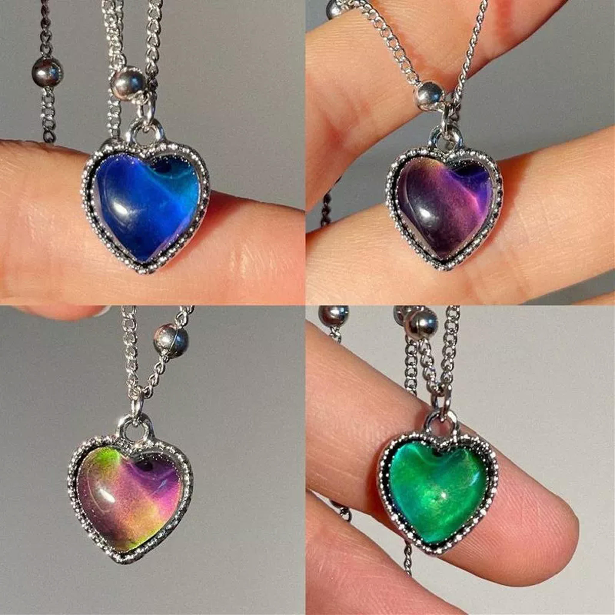 RSAMD Color Change With Emotion Temperature Heart Pendant Mood Necklace ...