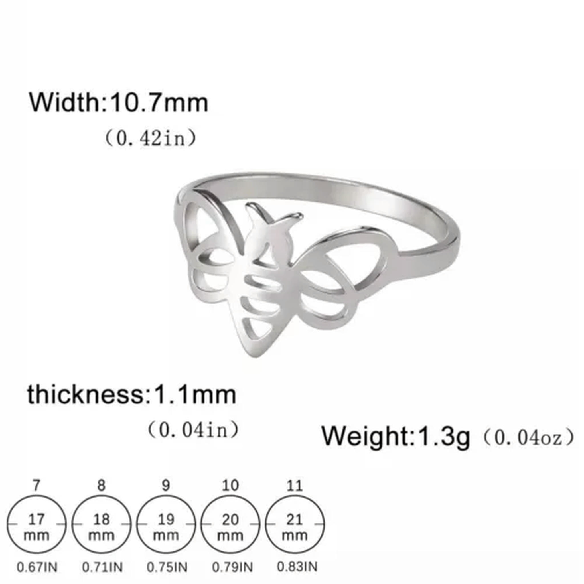 RSAMD Cute Bee Finger Ring Stainless Steel Women Rings Fashion Insect ...