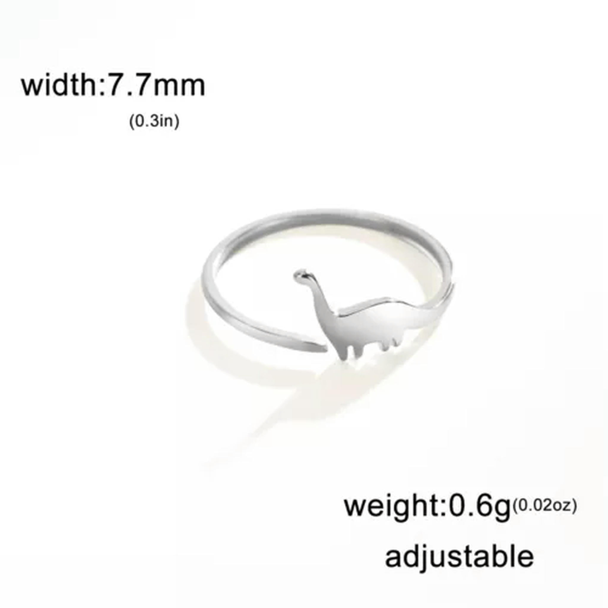 RSAMD Cute Dinosaur Shaped Rings Adjustable Animal Stainless Steel Open ...