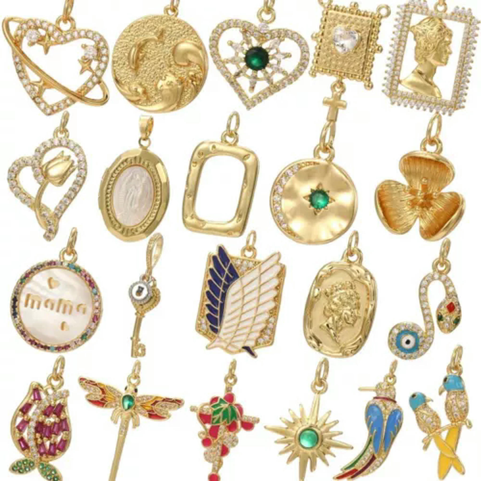 RSAMD Cute Love Birds Flower Heart Charms for Jewelry Making Boho Snake ...