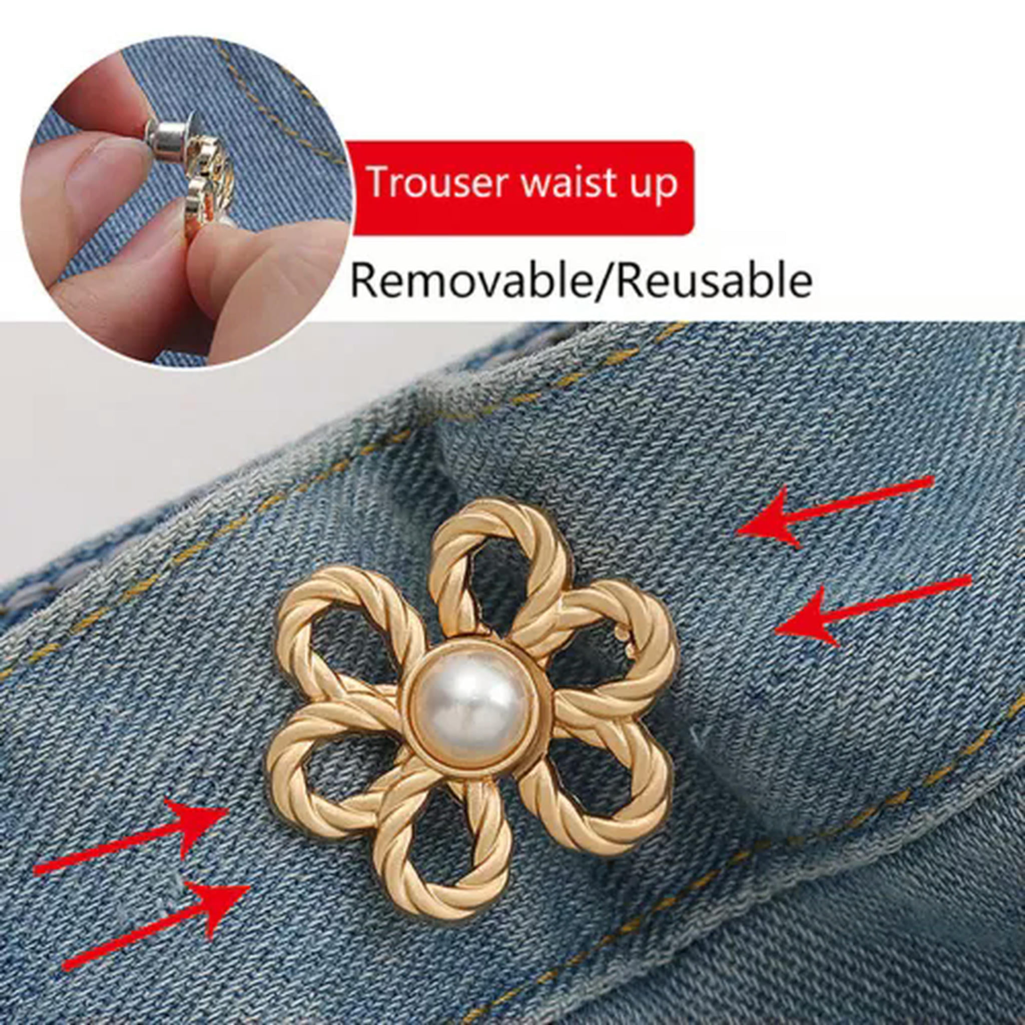RSAMD Detachable Waistband Flower Buttons Tool Jeans Waist Buckle ...