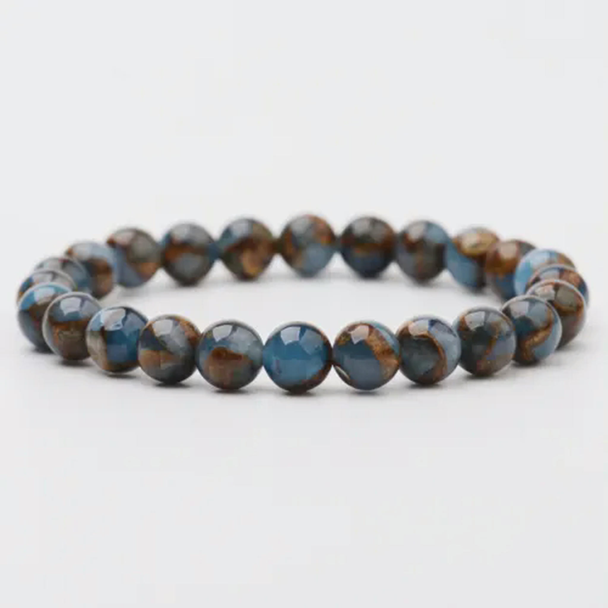 RSAMD Fashion Natural Stone Blue Tiger Eye Malachite Beads Bracelets Men Women Jewelry-Blue ...