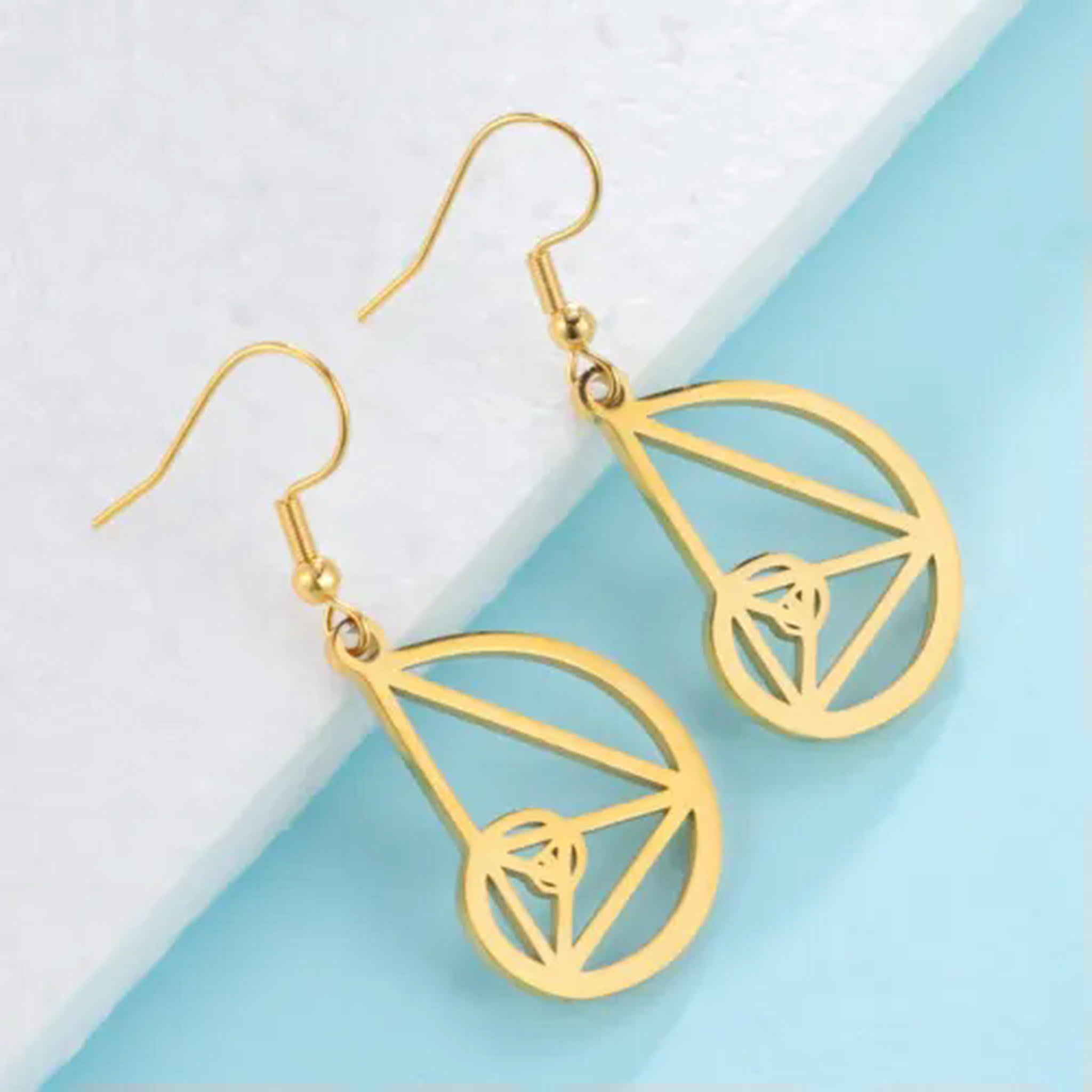 RSAMD Fibonacci Triangle Spiral Golden Ratio Dangle Earrings Stainless ...
