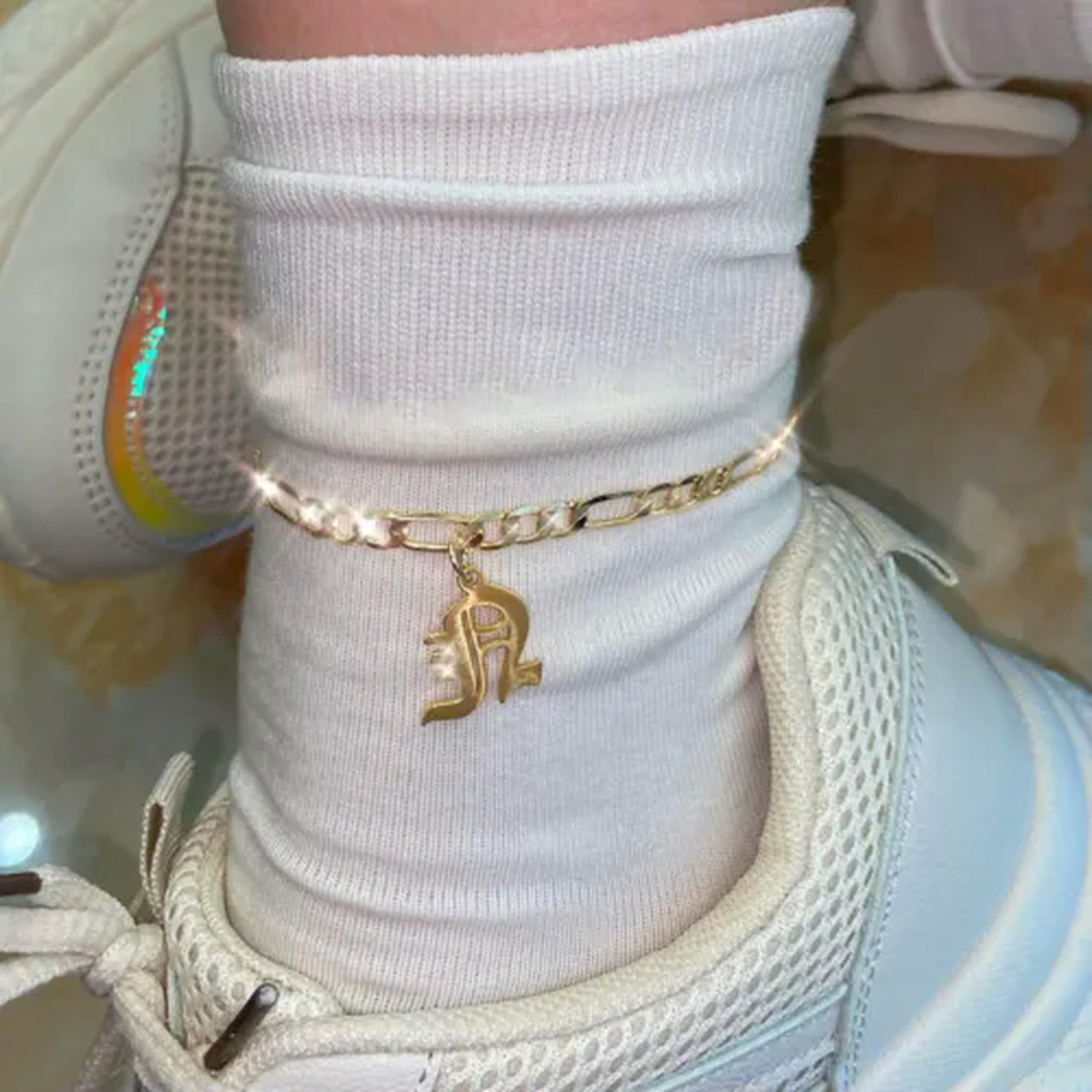 RSAMD Figaro Chain Custom Old English Initial Letter Anklets Boho ...