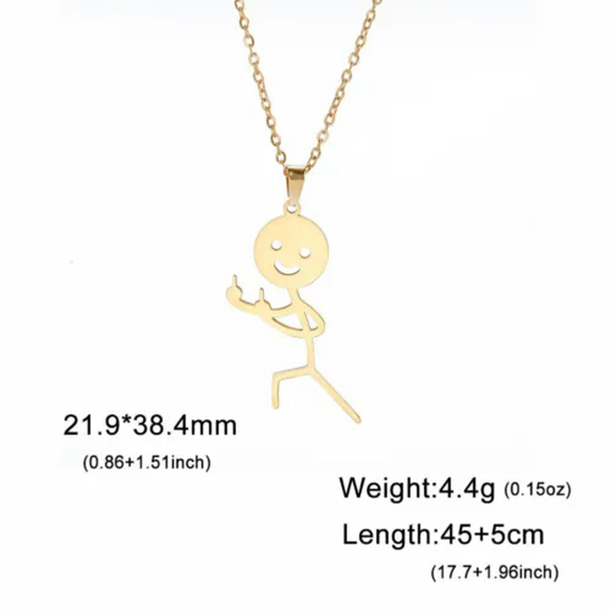 RSAMD Fxck You Doodle Pendant Necklace Middle Finger Stickman Stainless ...