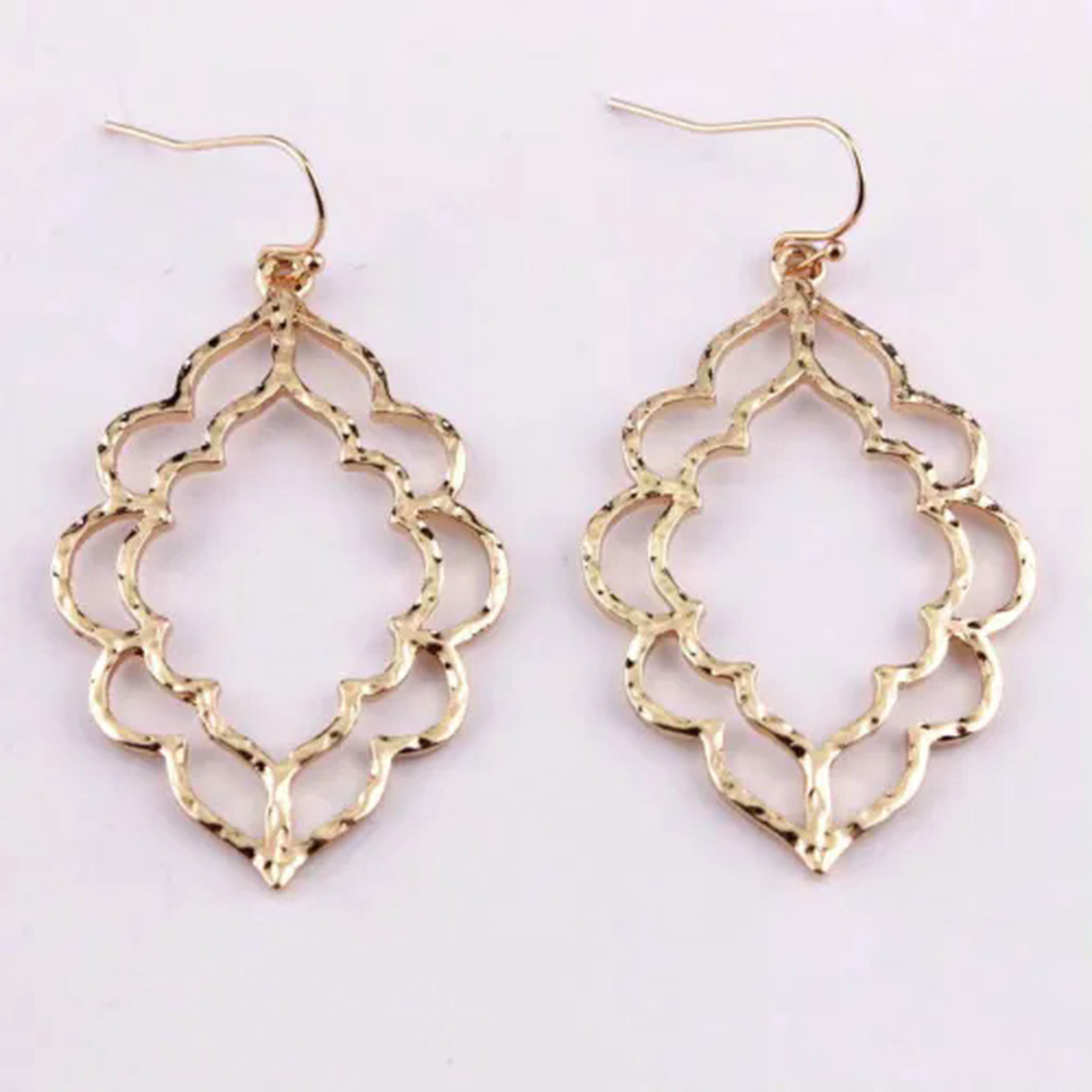 RSAMD Gold Filigree Hollow Metal Open Chandelier Drop Earrings for ...