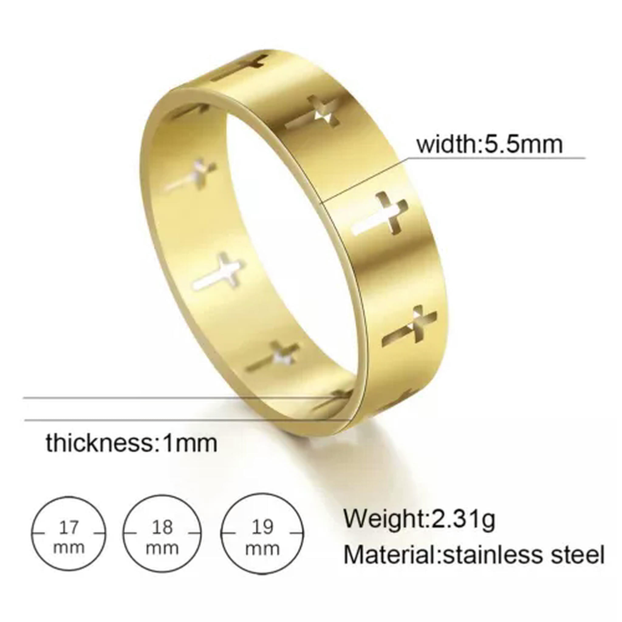 RSAMD Gothic Cross Jesus Ring Stainless Steel Minimalism Couple Finger ...