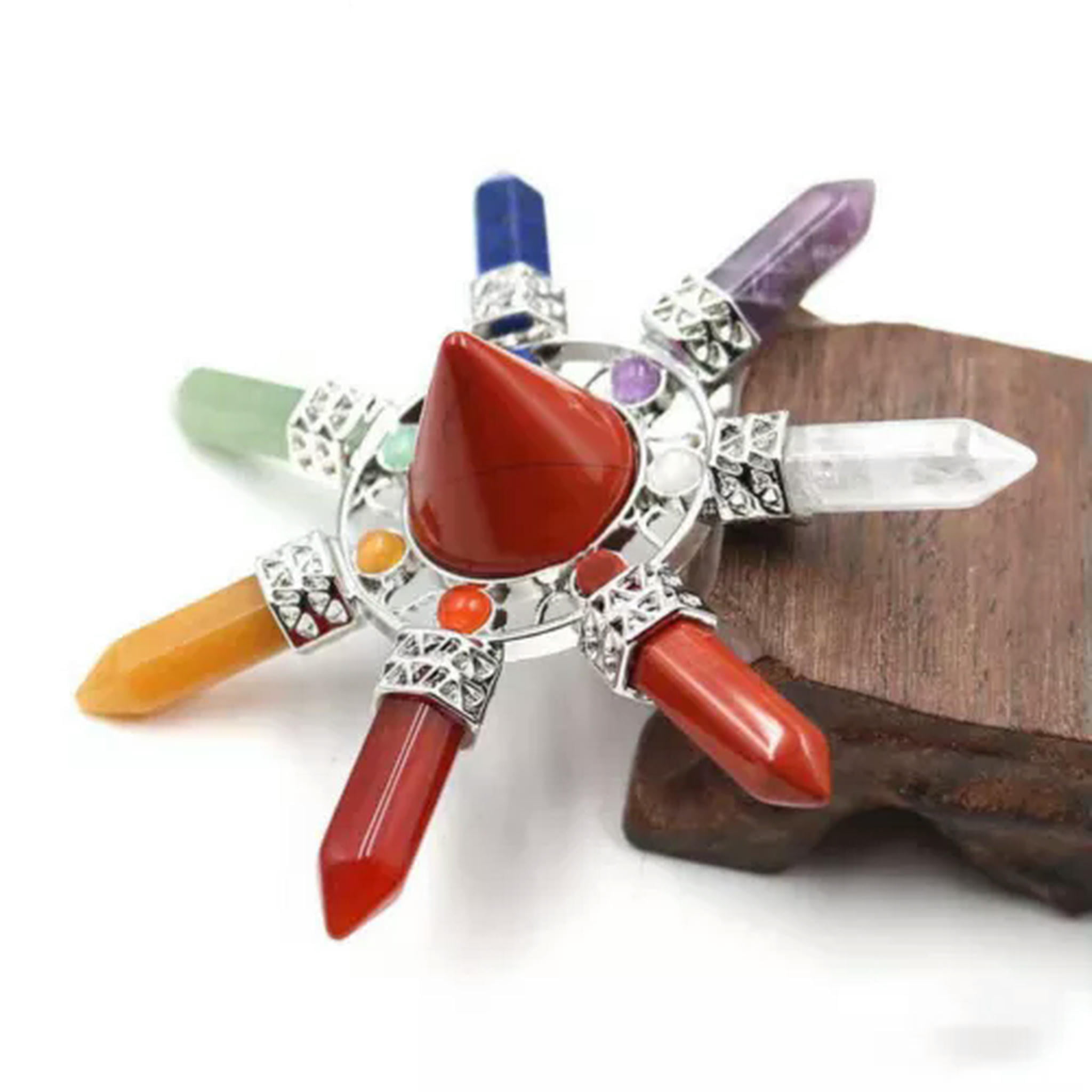 RSAMD Healing Crystal Point Pyramid Energy Generator 7 Chakra Stones ...