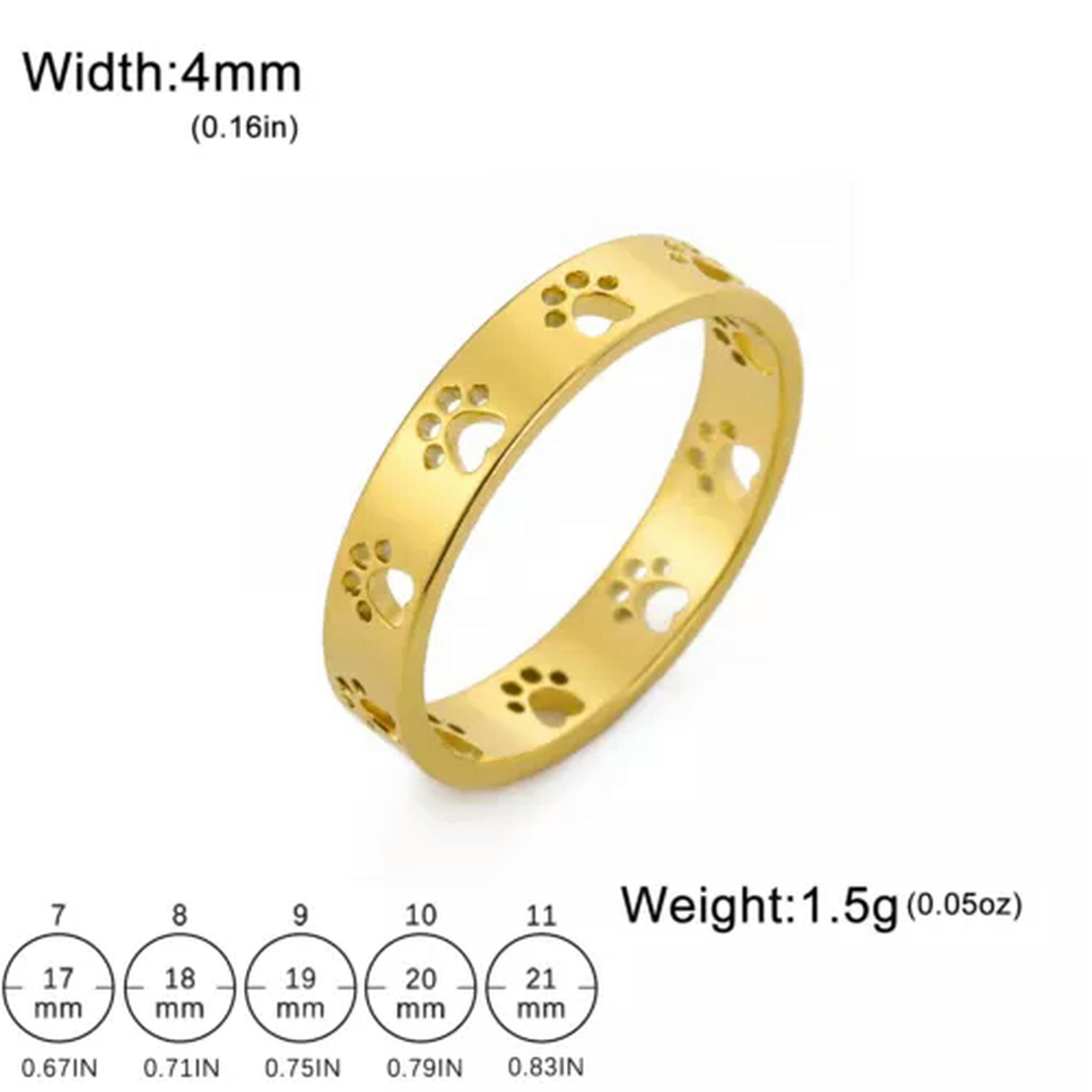 RSAMD Hollow Dog Cat Paw Rings for Women Footprint Band Ring Stainless ...