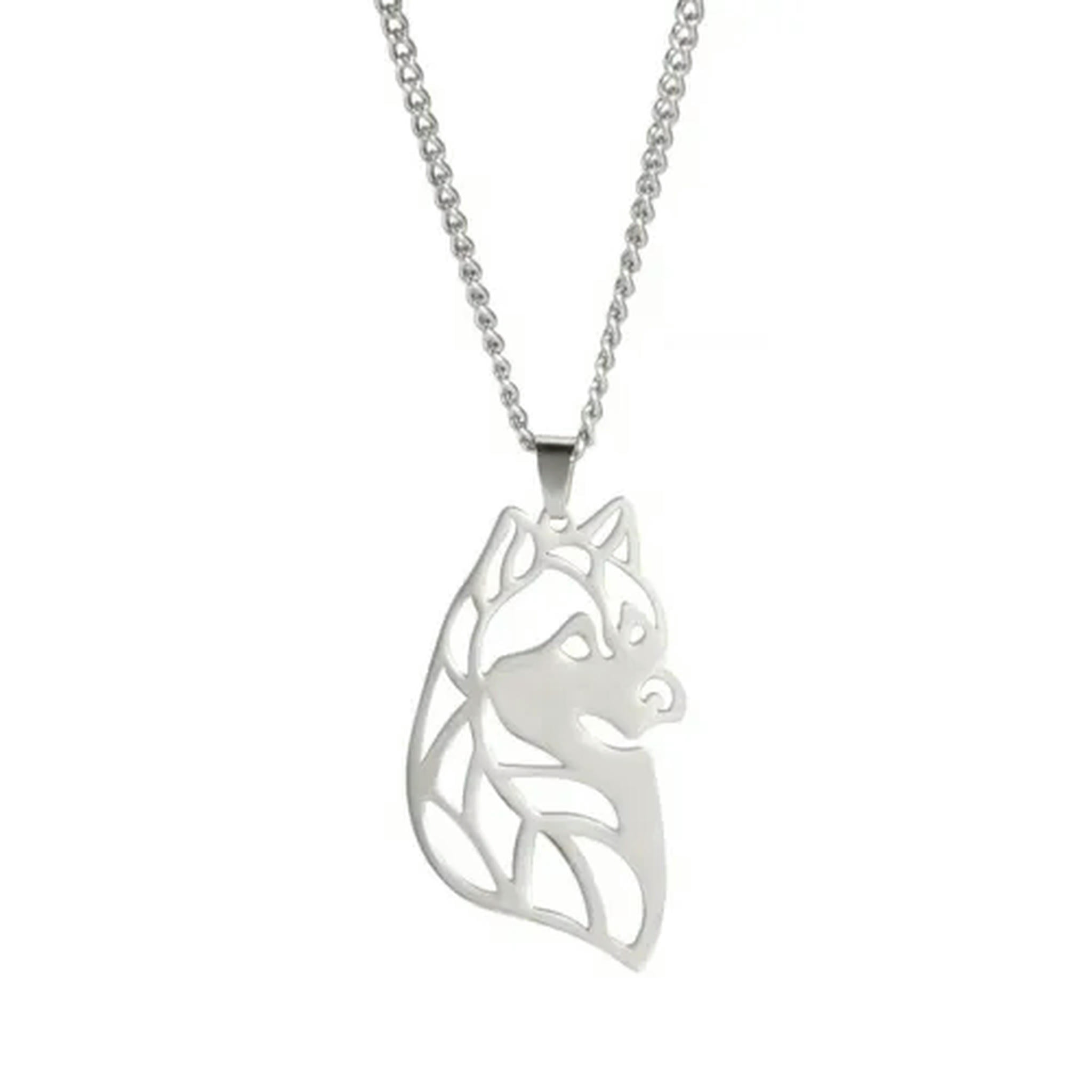 RSAMD Husky Animal Necklace Stainless Steel Pendant Chain Choker ...