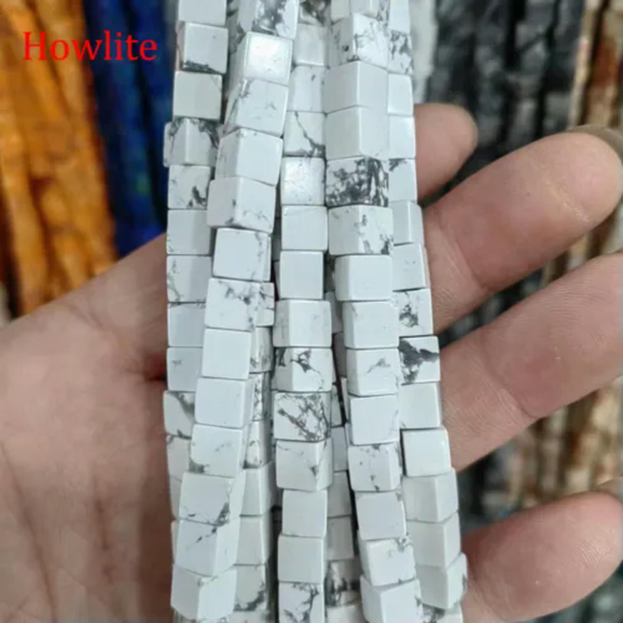 RSAMD Loose Square Beads 6mm Gemstone Crystals Cubes Spacer Strand ...