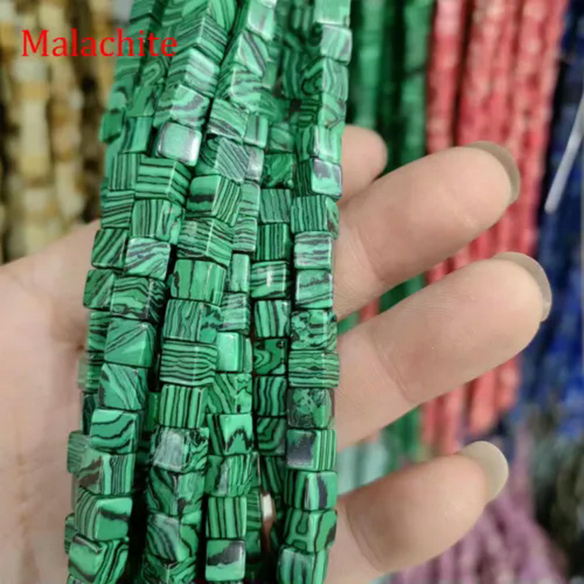 RSAMD Loose Square Beads 6mm Gemstone Crystals Cubes Spacer Strand ...