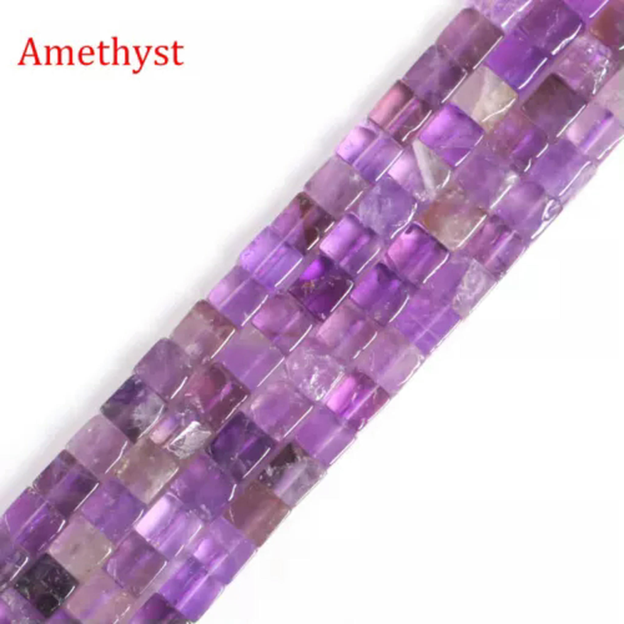 RSAMD Loose Square Cubes Beads 4mm Gemstone Crystals Spacer Strand DIY ...