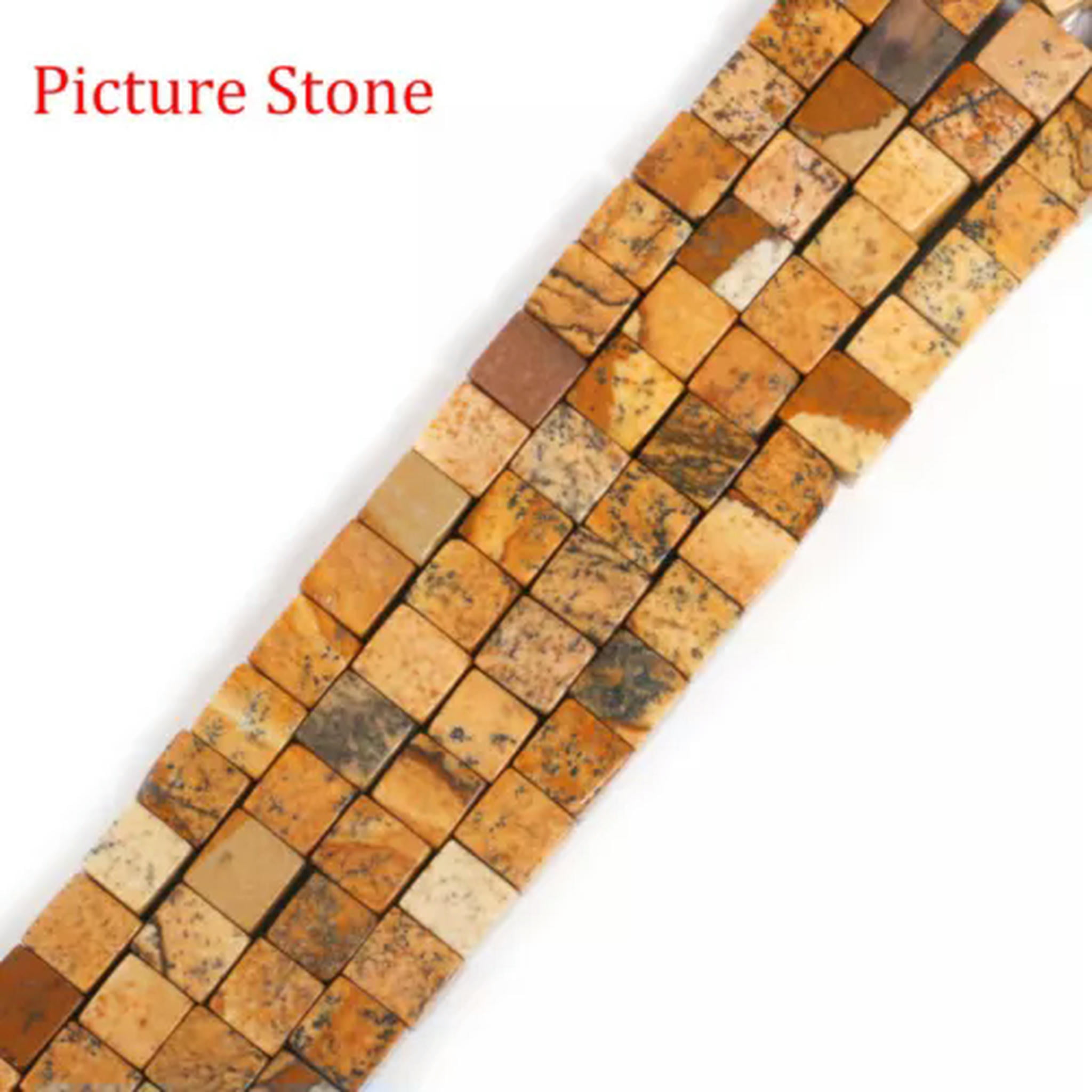 RSAMD Loose Square Cubes Beads 4mm Gemstone Crystals Spacer Strand DIY ...