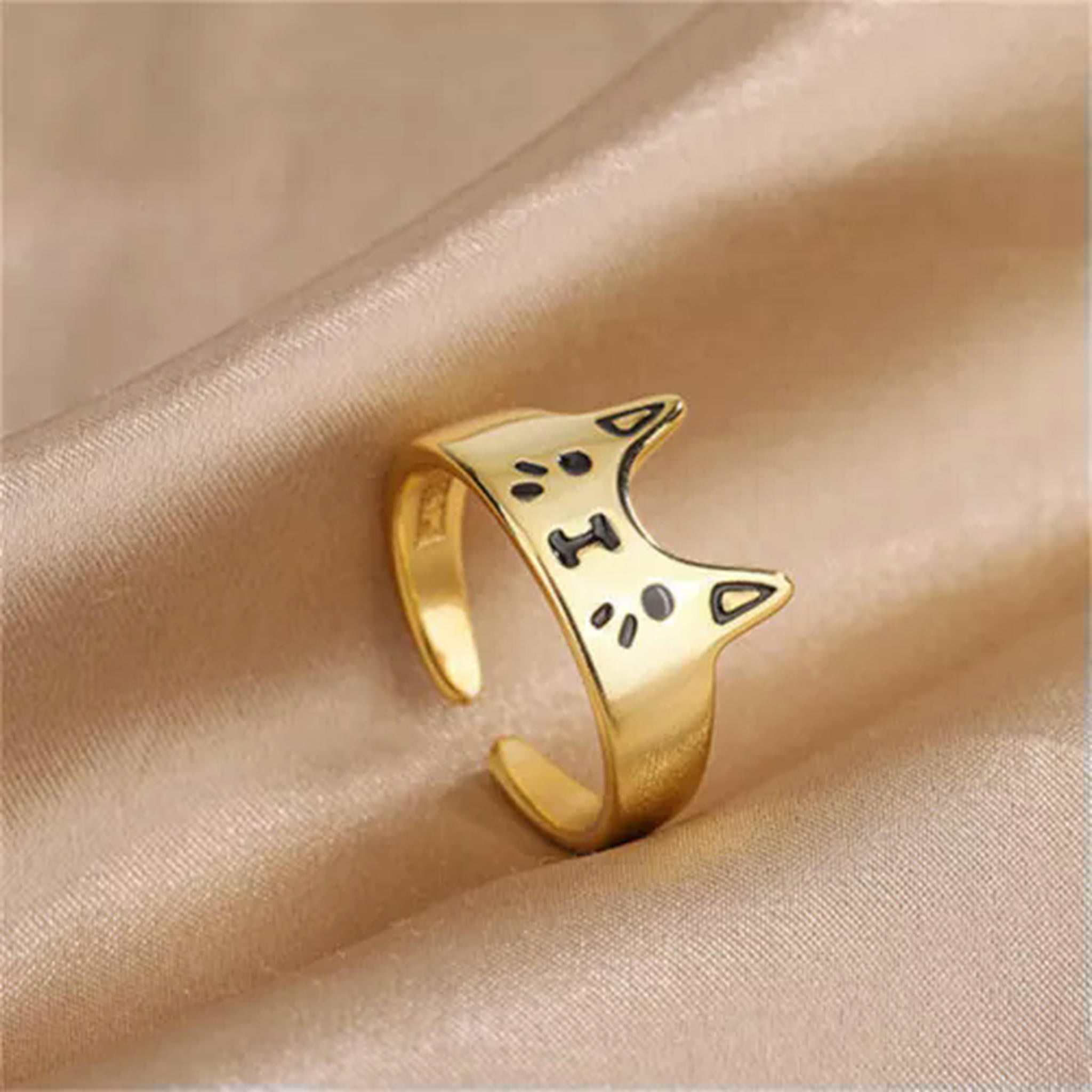RSAMD Lovely Cartoon Cat Opening Adjustable Rings Vintage Fashion Cute ...