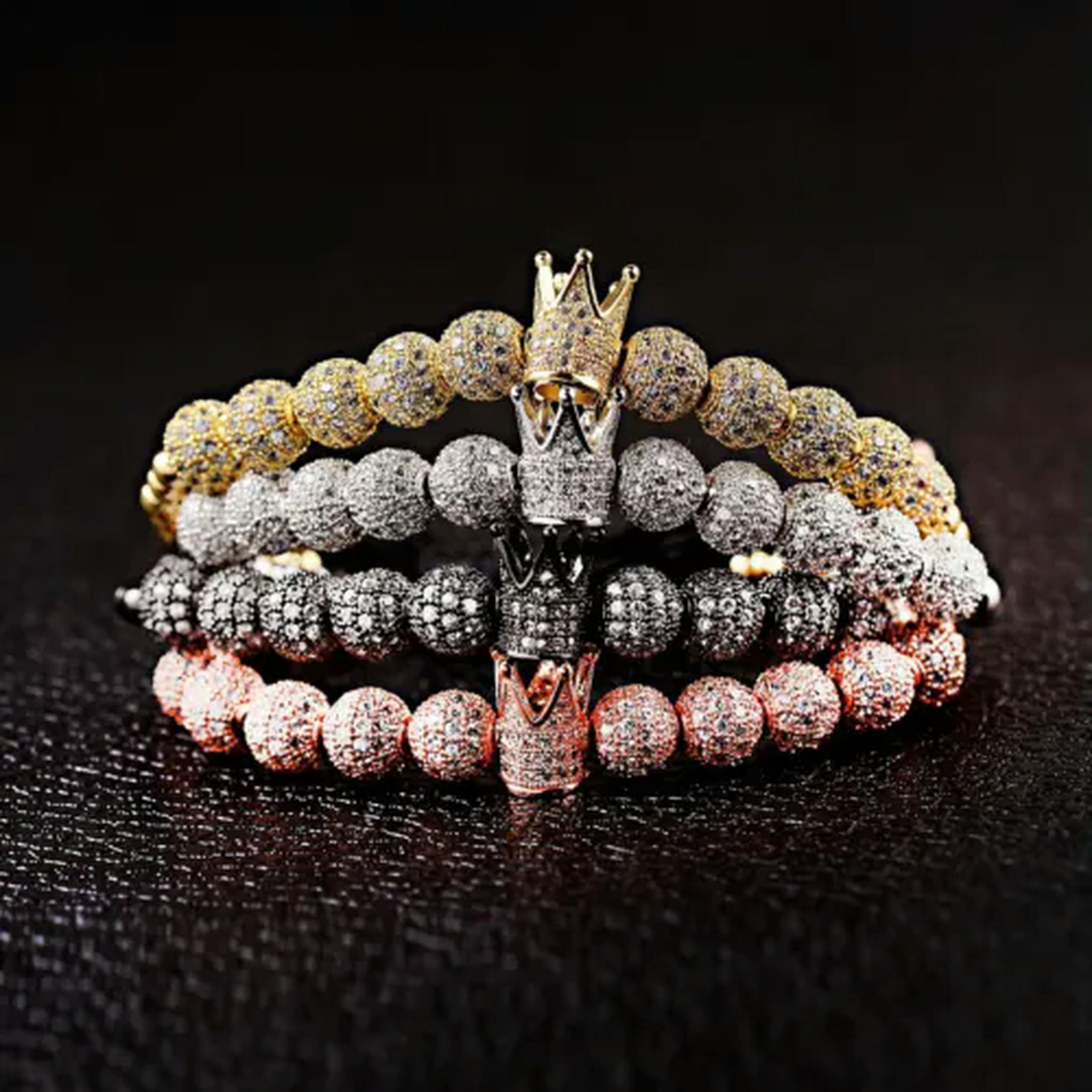 RSAMD Luxury Multi-styles Men Women Micro Pave CZ Crown Copper Bead ...