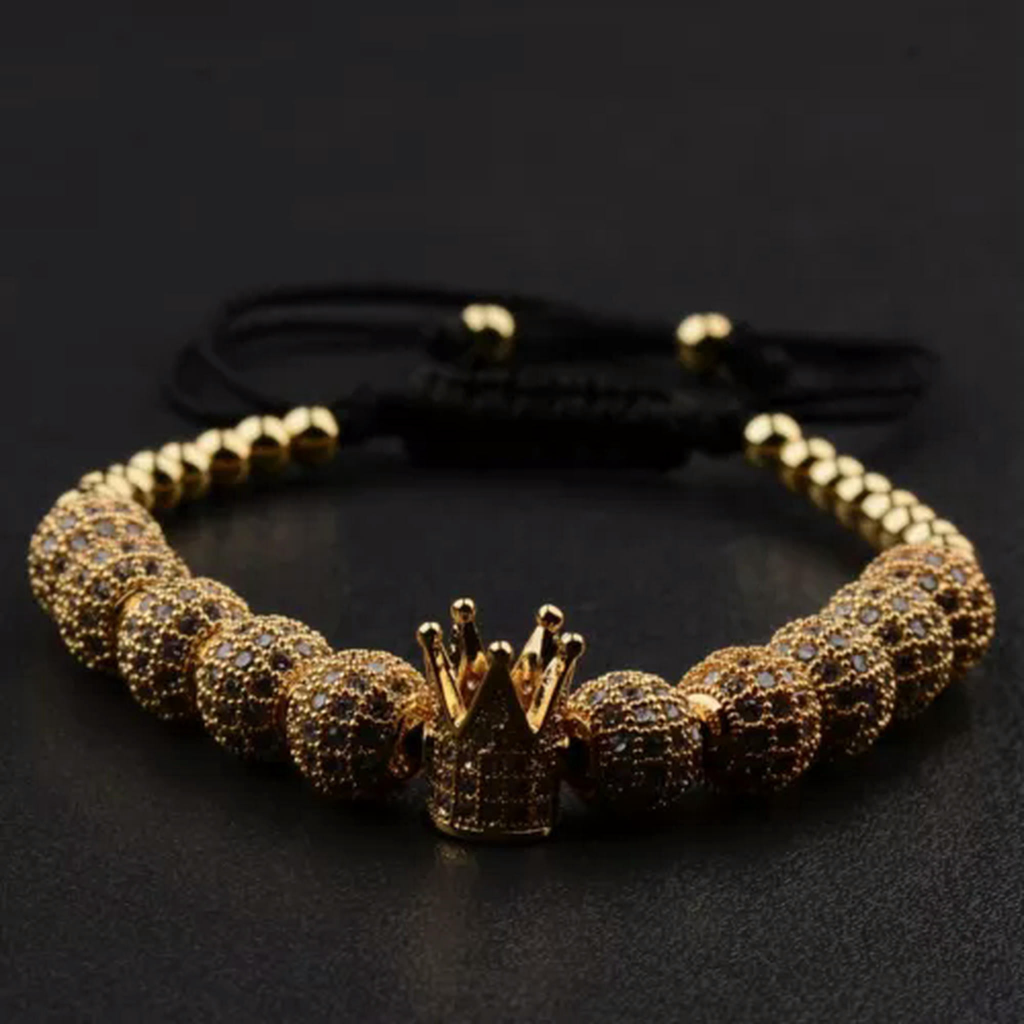 RSAMD Luxury Woman Men Lava Beaded CZ Zircon Crown Ball Handmade ...