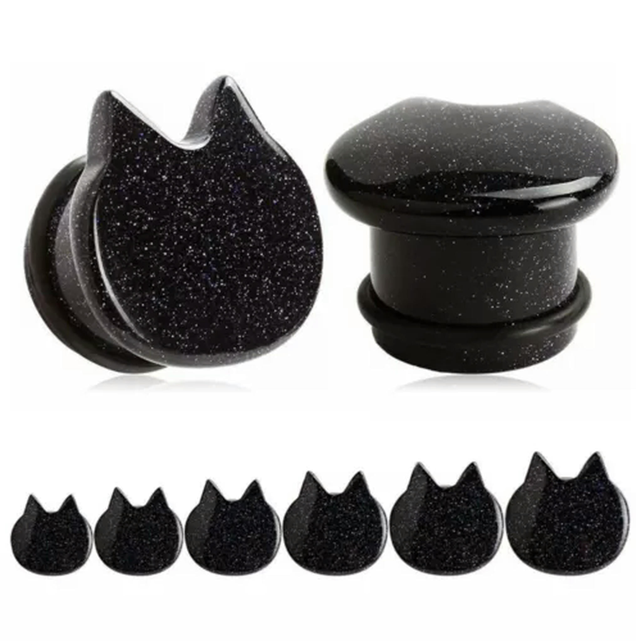 RSAMD MEOW Natural Stone Tiger Eye Cat Ear Plug Flesh Tunnels Natural ...