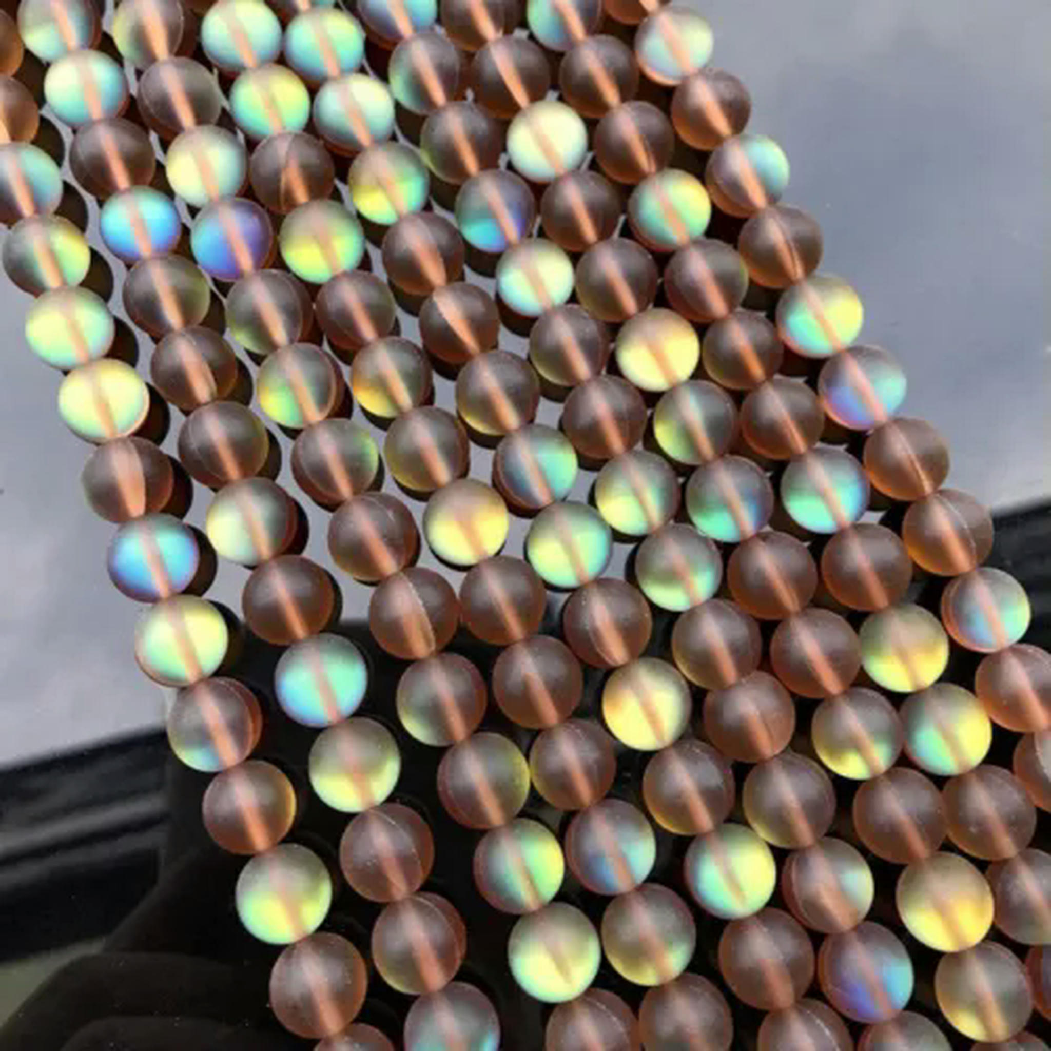 RSAMD Matte Frosted Top Crystal Glass Round Inside AB Beads 6mm 8mm ...