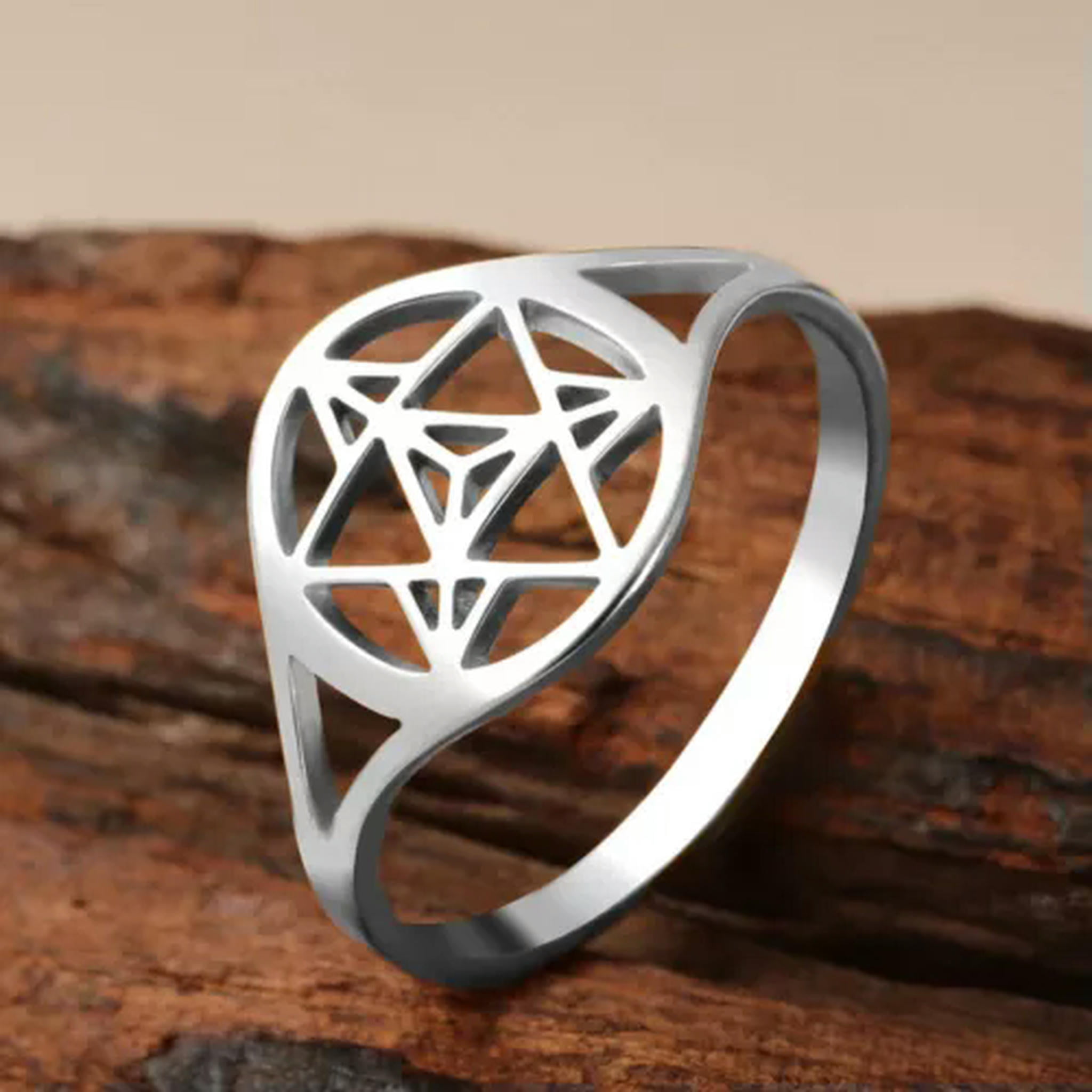 RSAMD Merkaba Star Ring Sacred Geometry Wedding Band Mystical Symbol ...