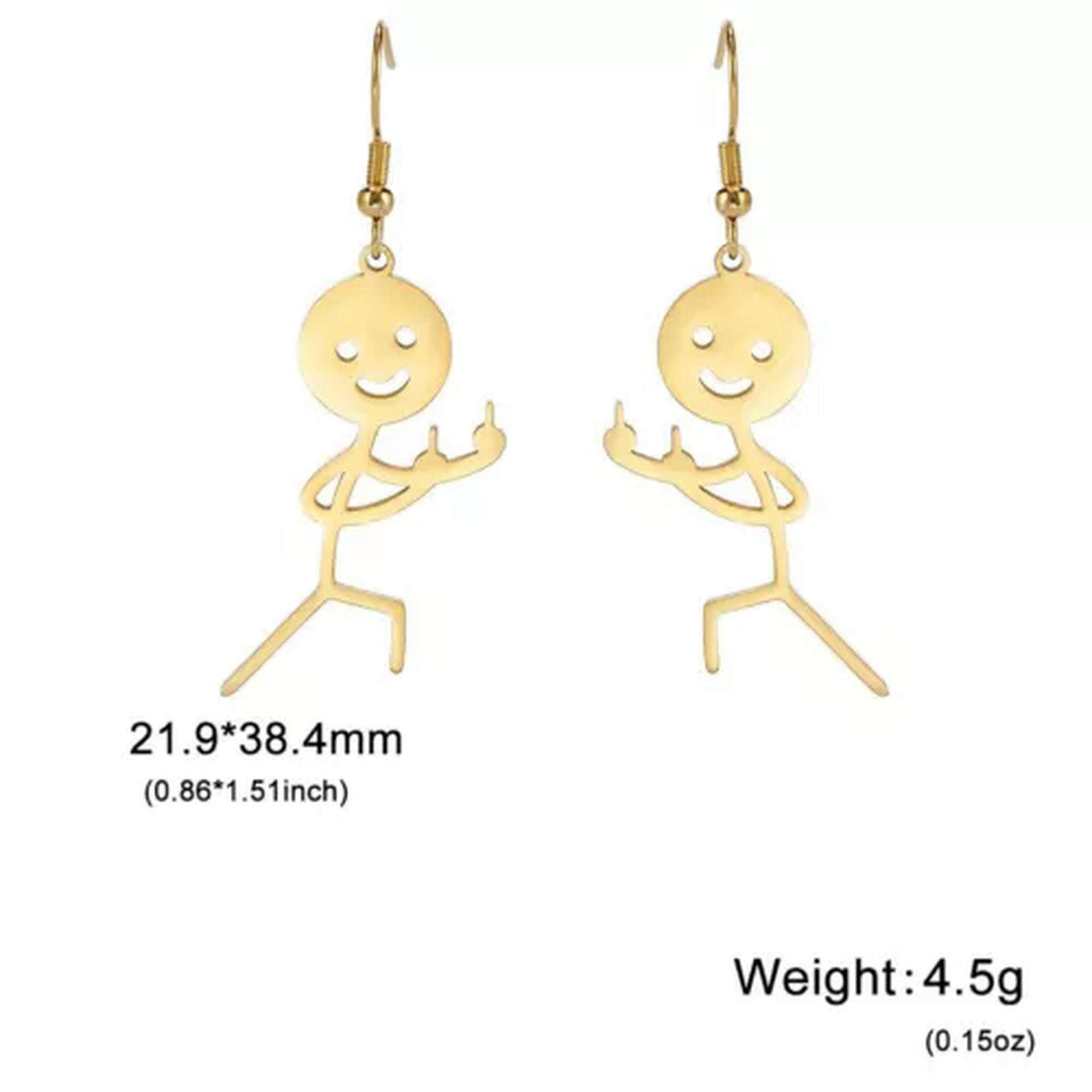 RSAMD Middle Finger Earrings Middle Finger Stickman Hip Hop Stainless ...