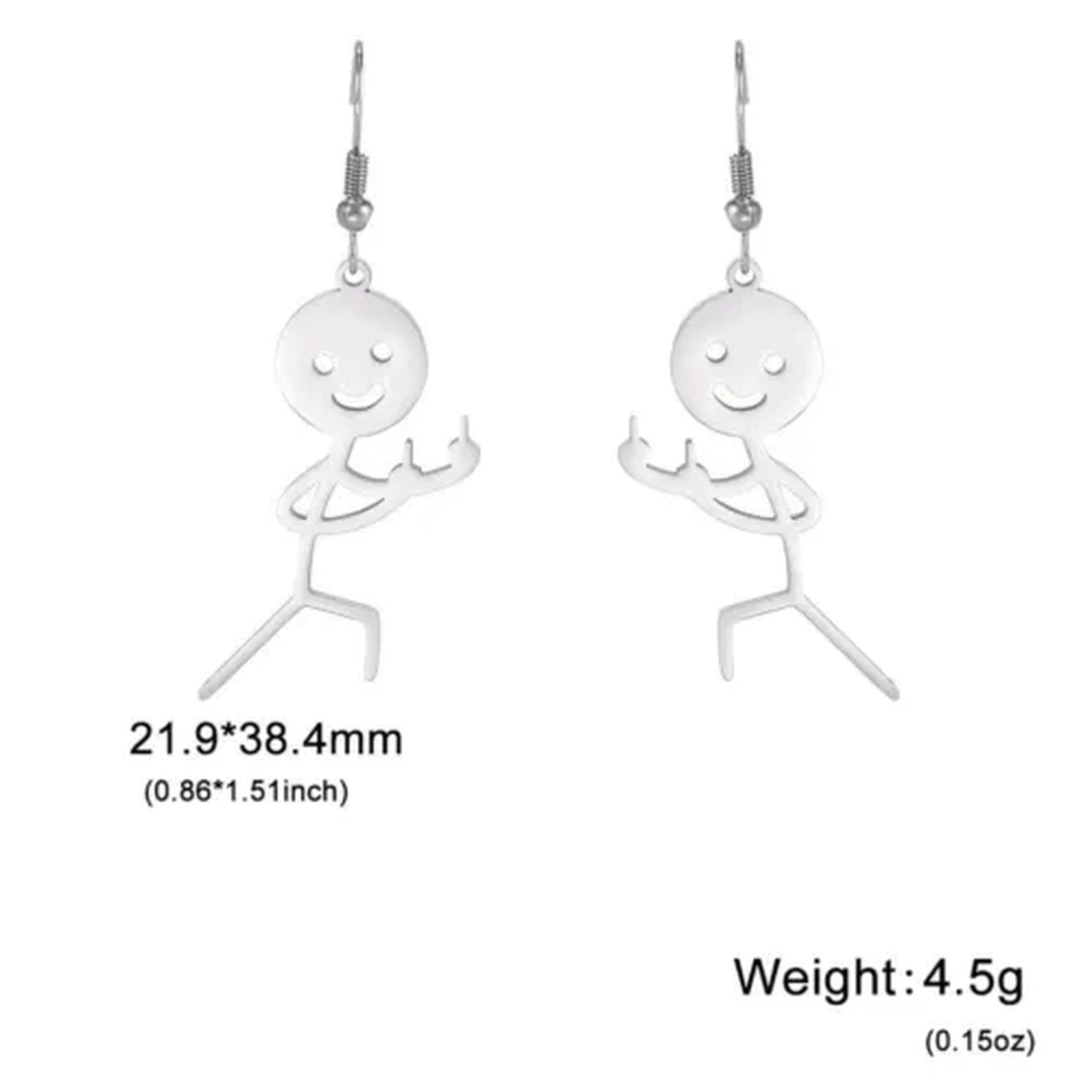 RSAMD Middle Finger Earrings Middle Finger Stickman Hip Hop Stainless ...
