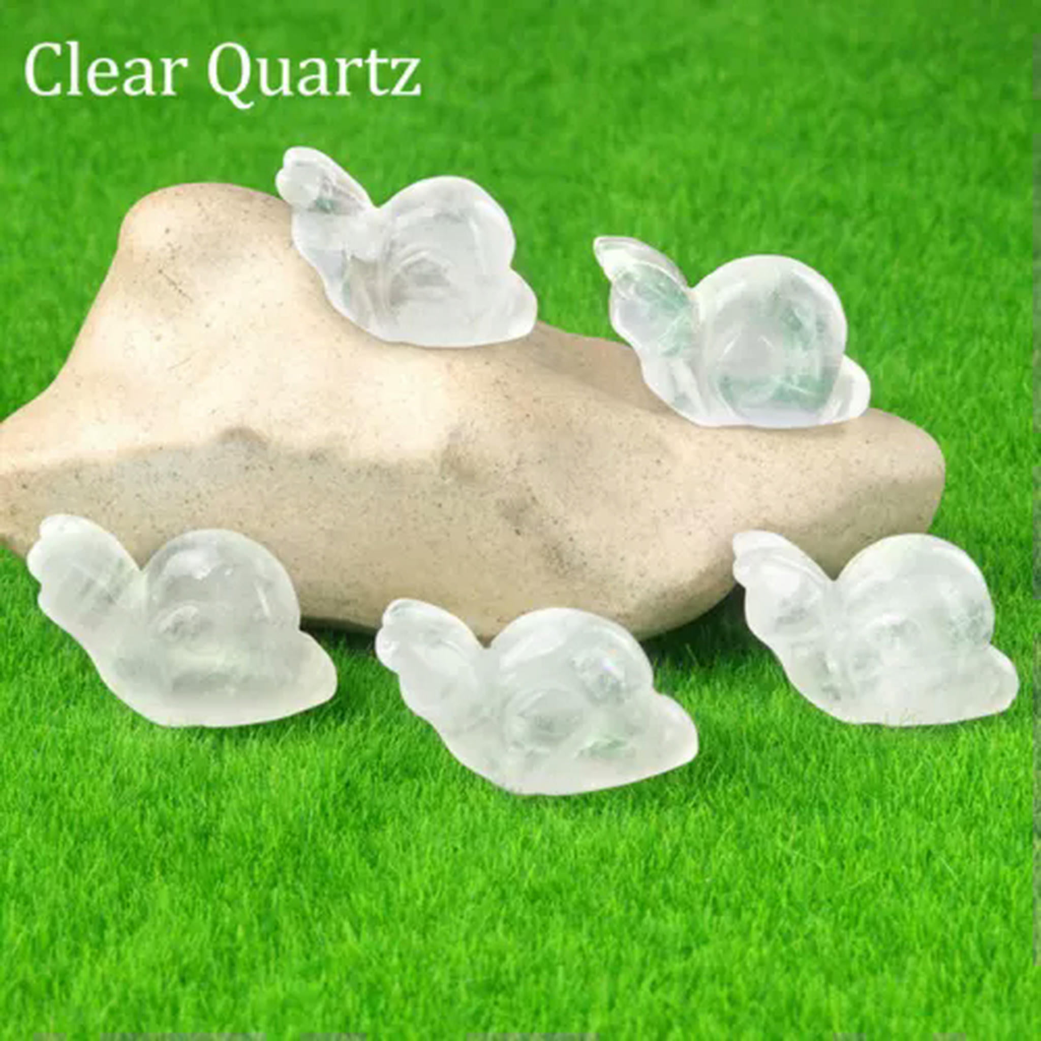 RSAMD Mini 1" Natural Gemstone Cute Snail Crystal Carving Figurine ...