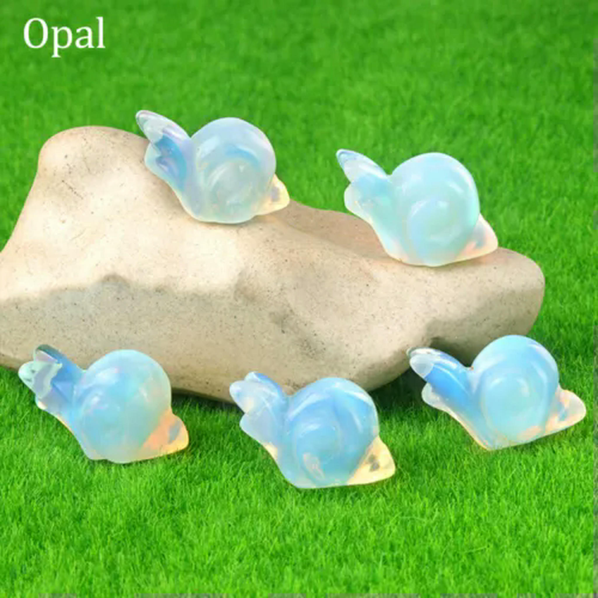 RSAMD Mini 1" Natural Gemstone Cute Snail Crystal Carving Figurine ...